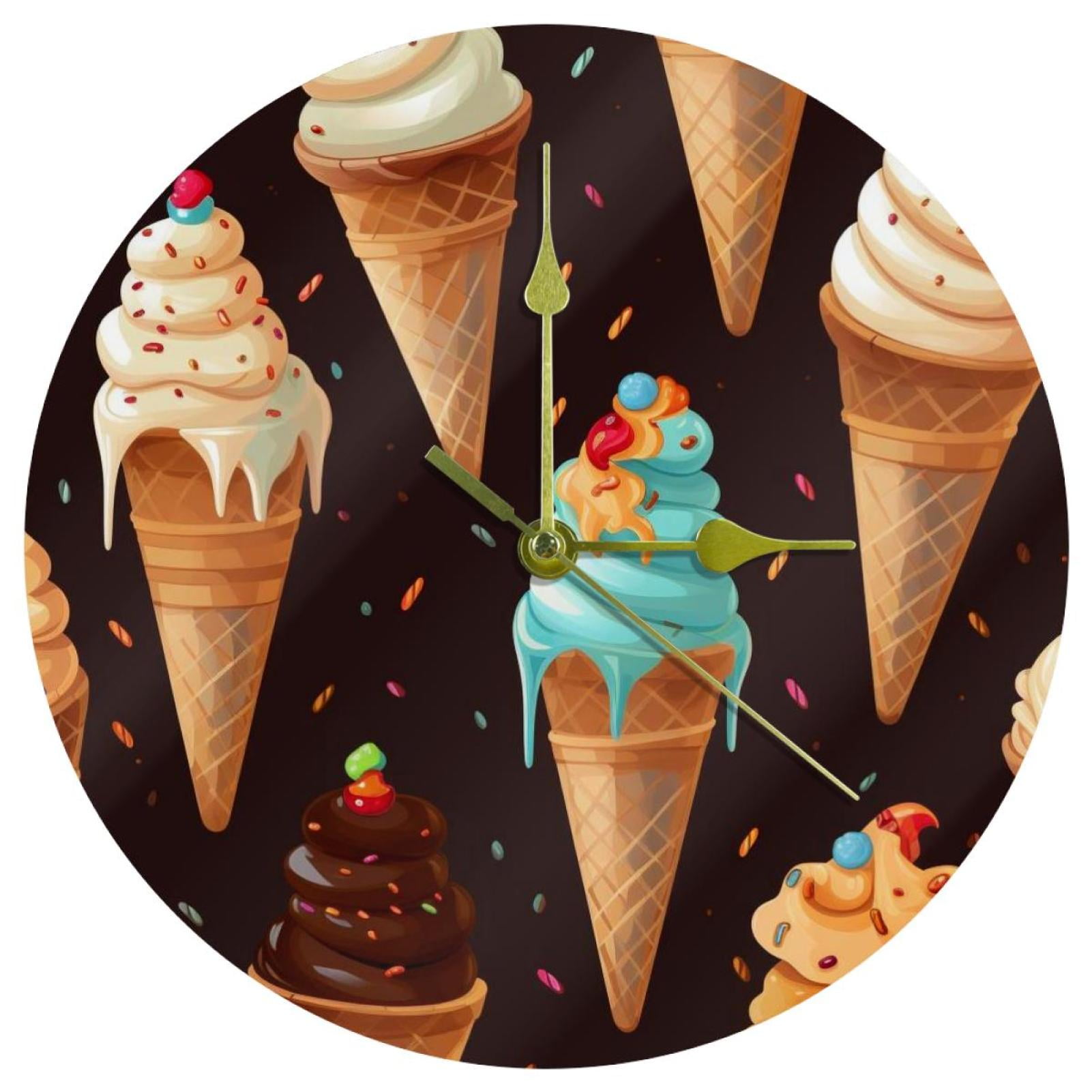 Ice Cream Stylish Acrylic Wall Clock - Contemporary Circular Design ...
