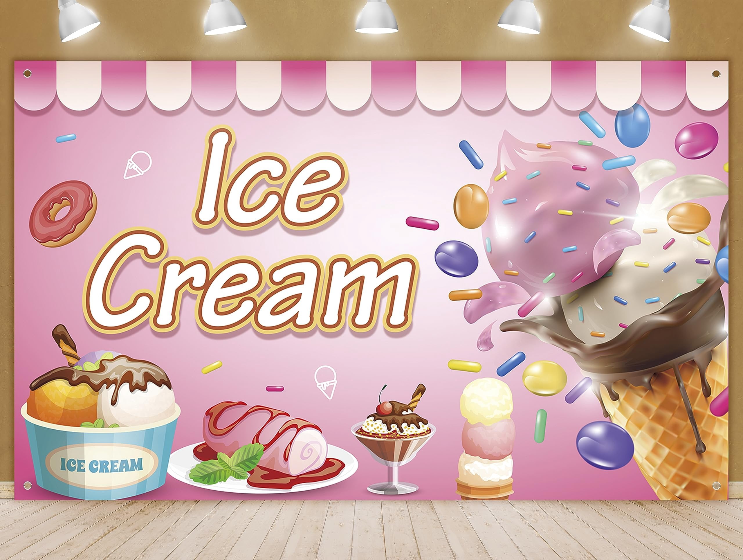 Ice Cream Summer Party Backdrop - Sweet Theme Studio Background Banner ...