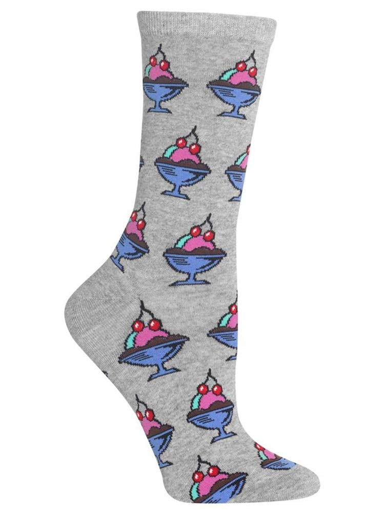 Ice Cream Sundae Grey Ladies Crew Socks - Walmart.com