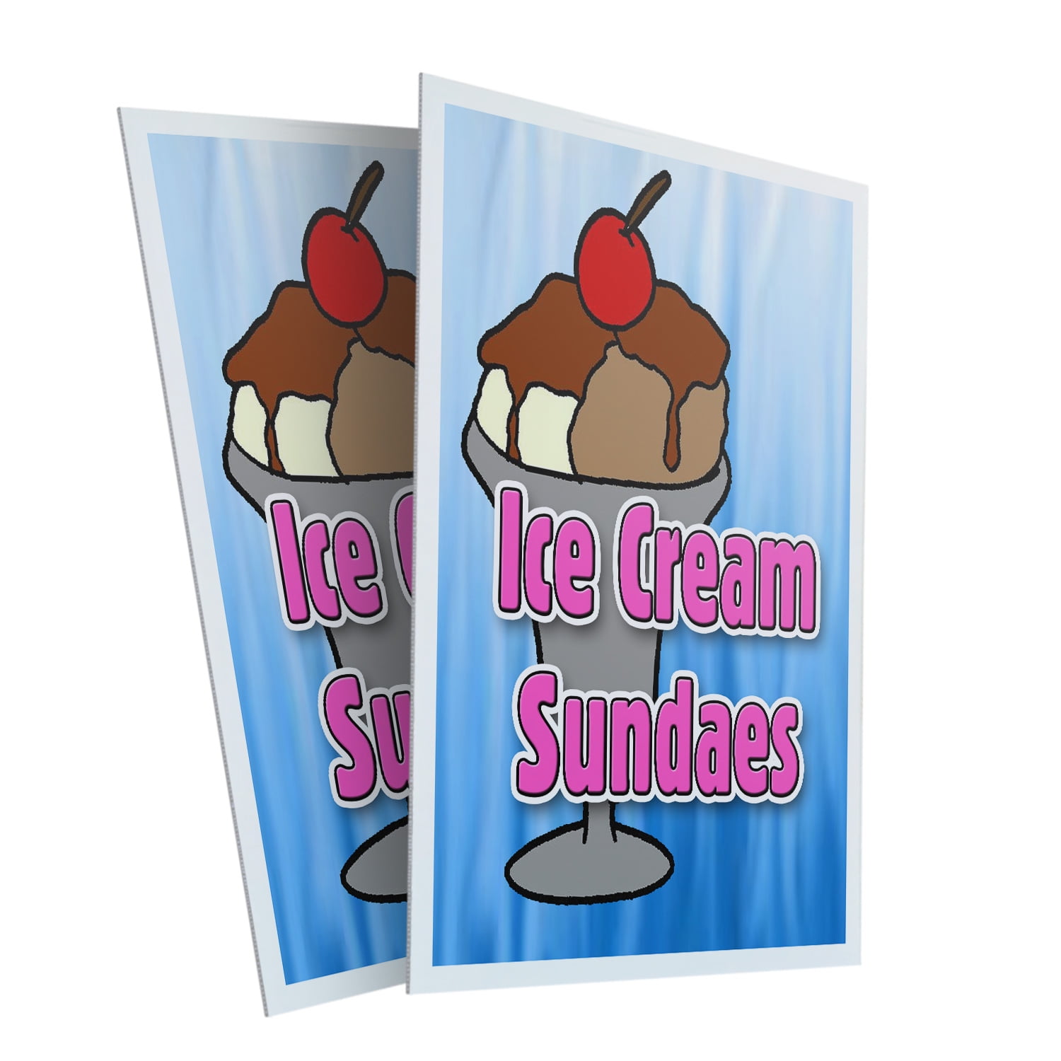 Ice Cream Sundaes (2-PACK) 24" x 36" Plastic Signs | Sign Insert 4mm ...