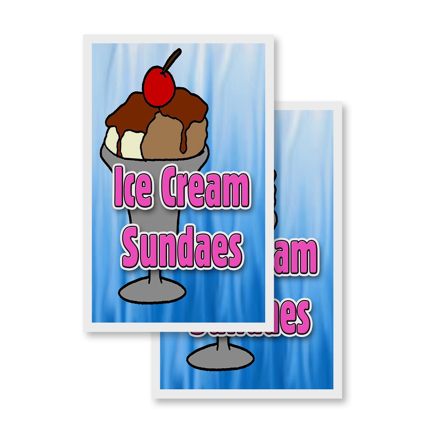Ice Cream Sundaes (2-PACK) 24" x 36" Vinyl Decals | Sign Insert Peel ...