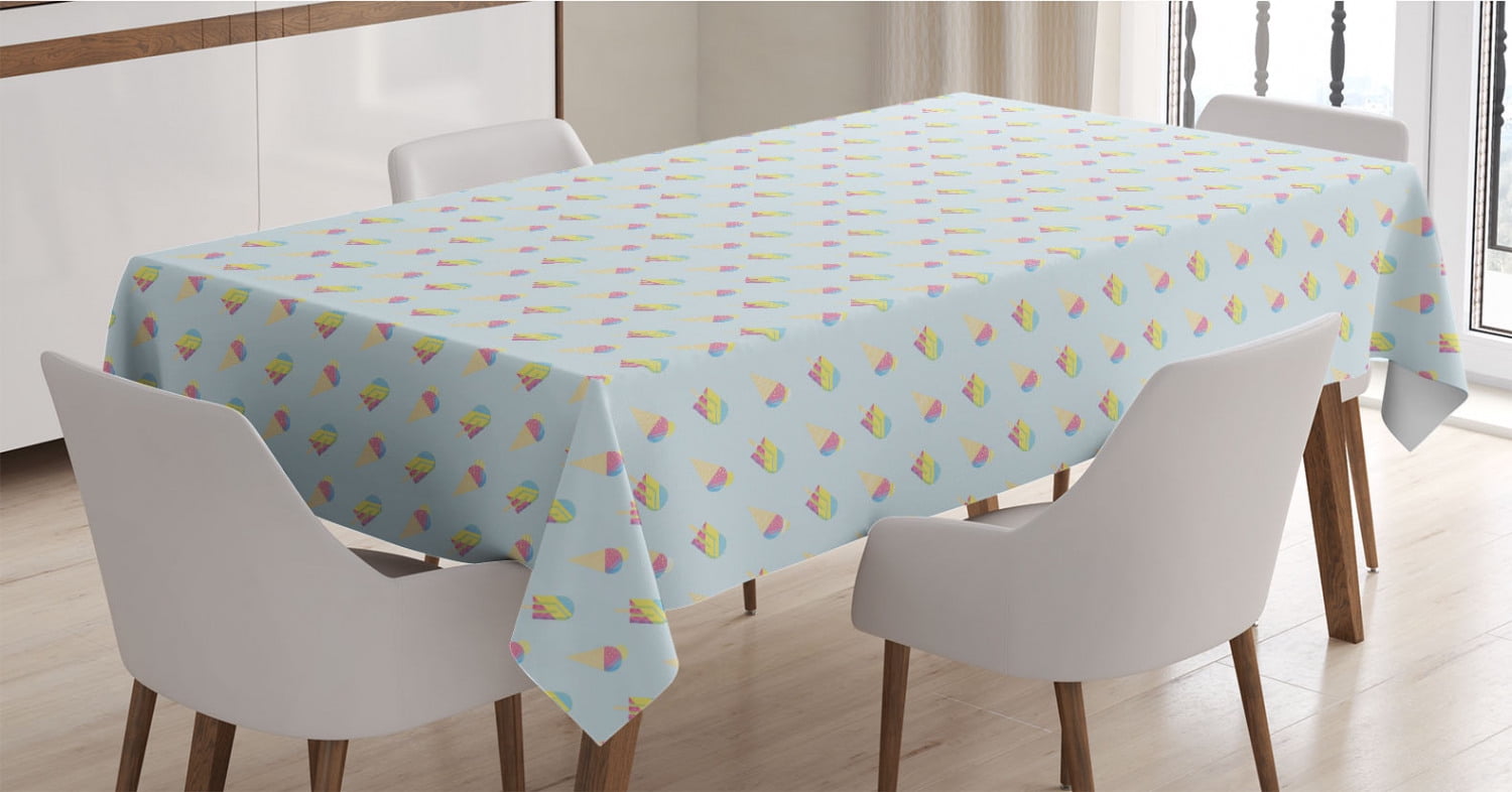 Ice Cream Tablecloth, Pastel Colored Hipster Pattern with Abstract Ice ...