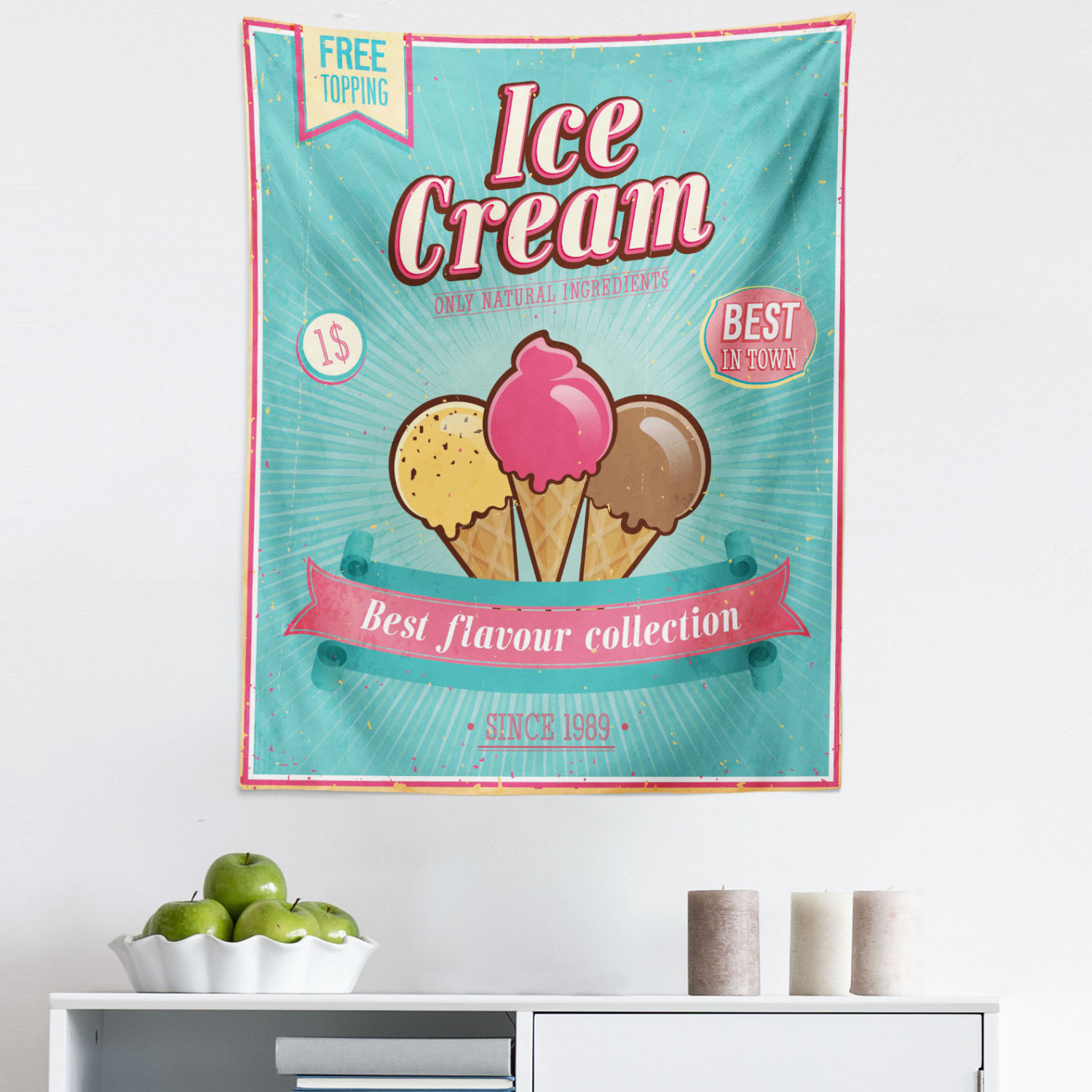 Ice Cream Tapestry, Best Flavor Words with Free Topping Design ...