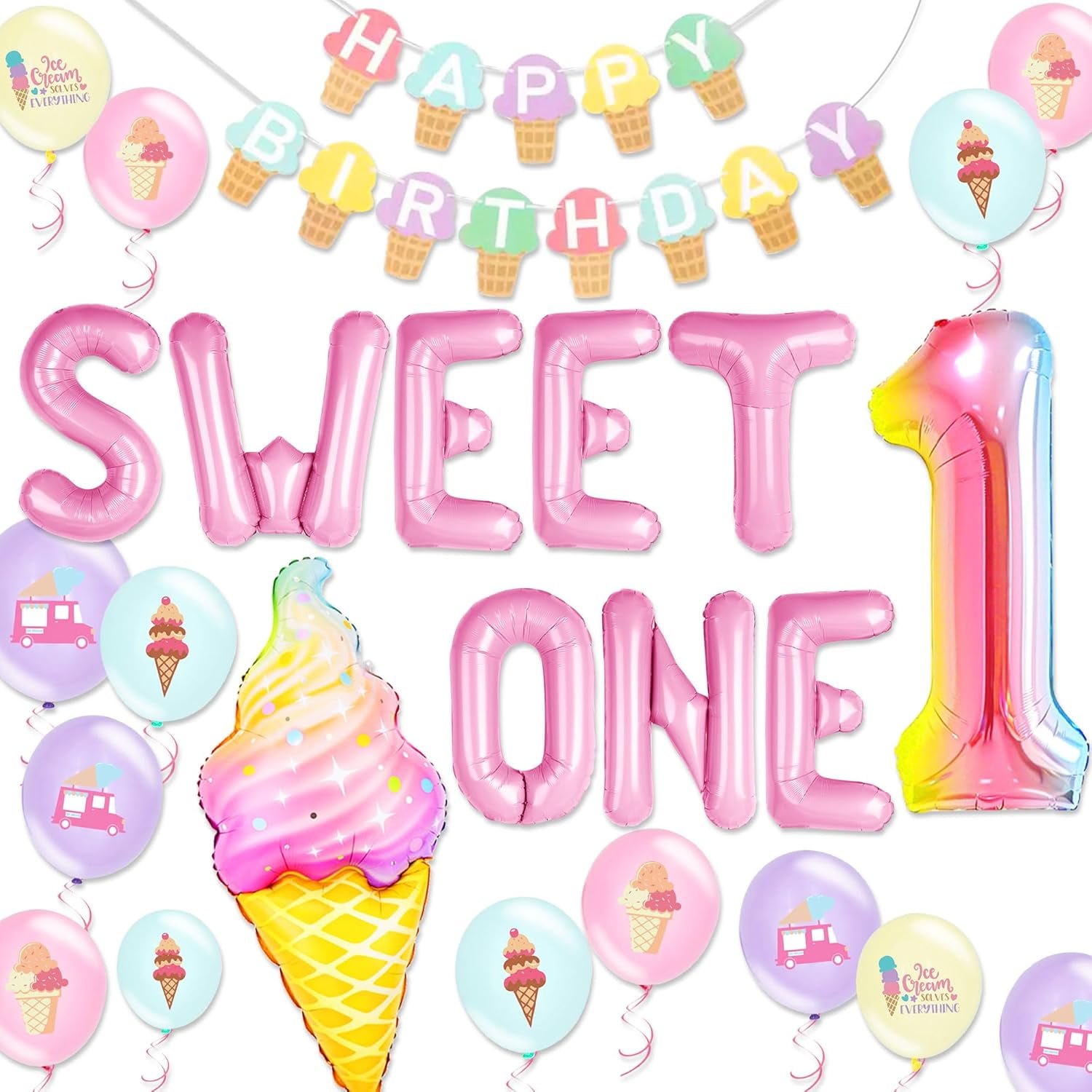 Ice Cream Theme Party Decoration Set Balloon Banner Combination ...