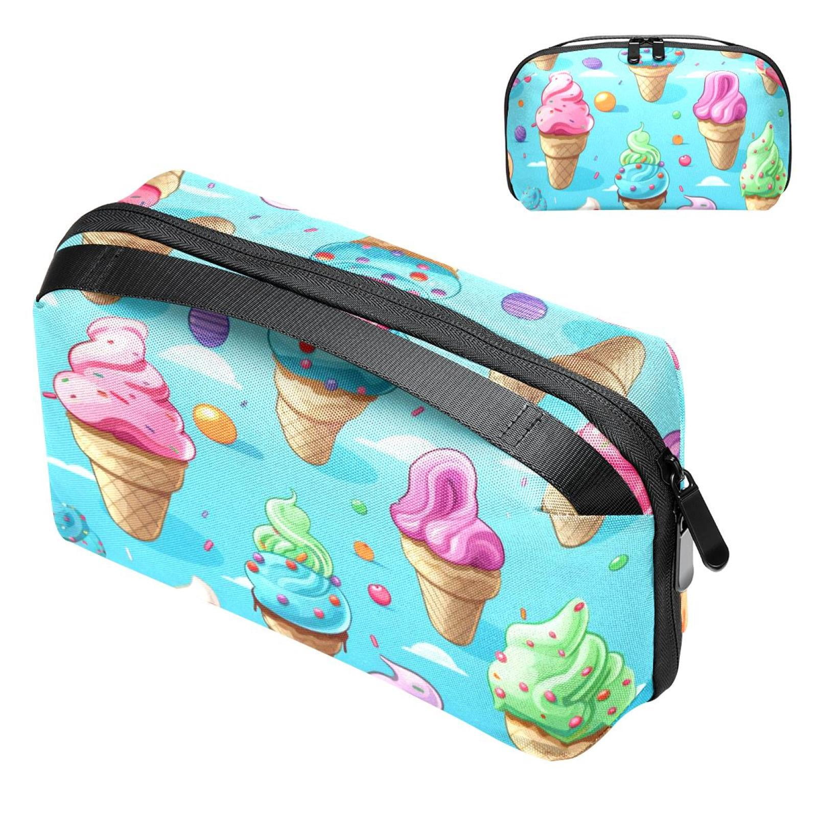 Ice Cream Travel Case USB Organizer Leather Cord Organizer Cable Clips ...