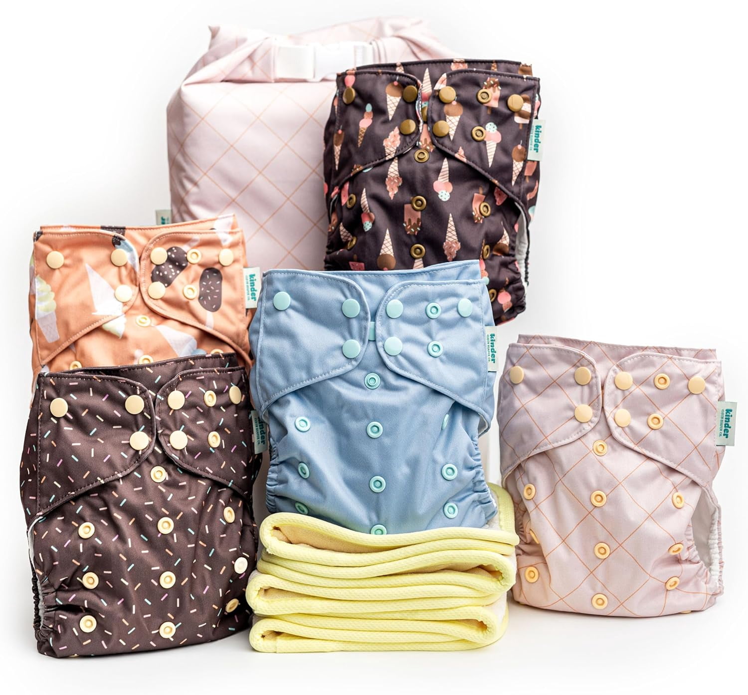 Ice Cream Treat Kinder Cloth Diapers Set of 5 Reusable Baby Diapers ...