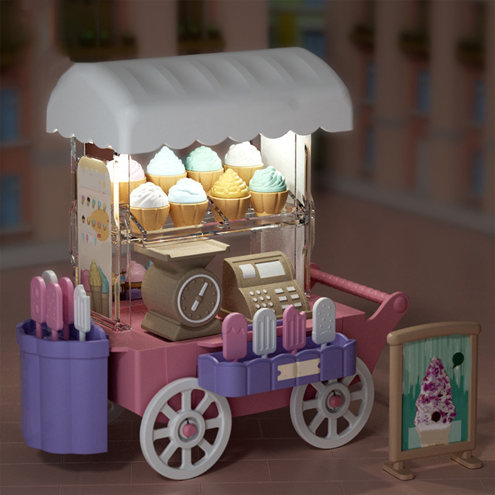 Ice Cream Truck and Bread Toy Set | Light-Up Food Cart Playset with ...
