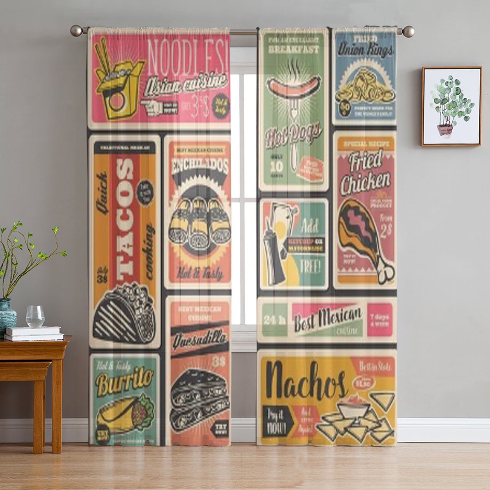 Ice Cream Vintage Metal Signs Set Bay Window Screening Curtains Drape ...