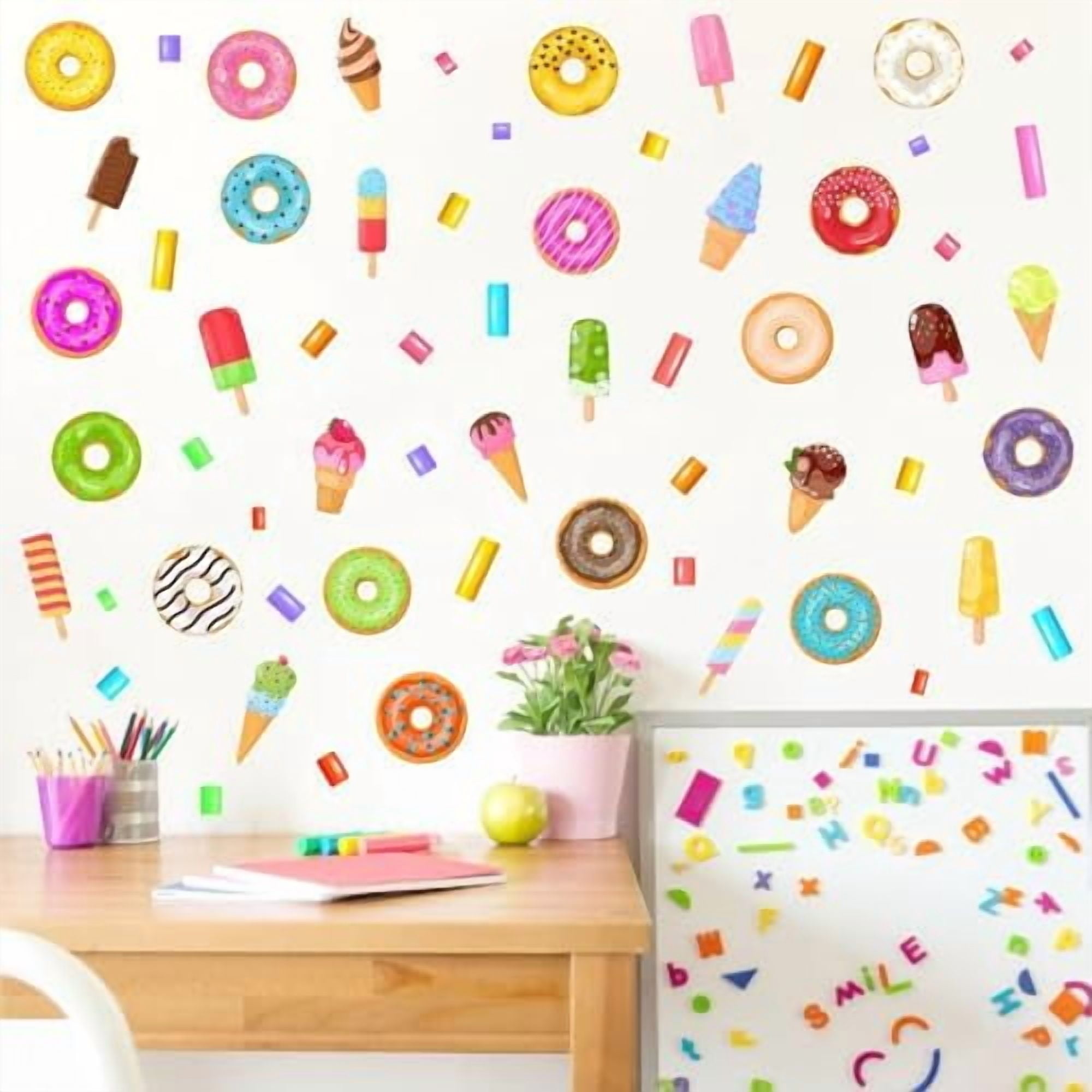 Ice Cream Wall Decals Colorful Pattern Wall Decals Sweet Donut ...