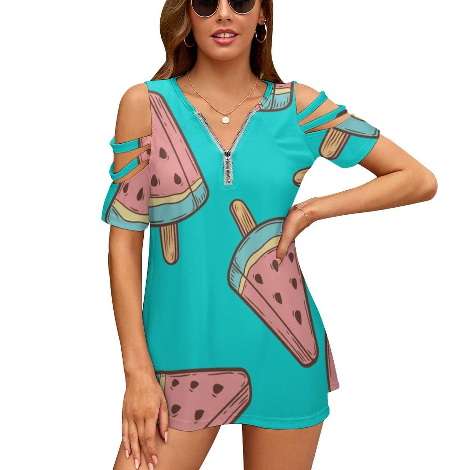 Ice Cream Watermelon Popsicle Dessert Food Vector New Fashion Zip Off ...