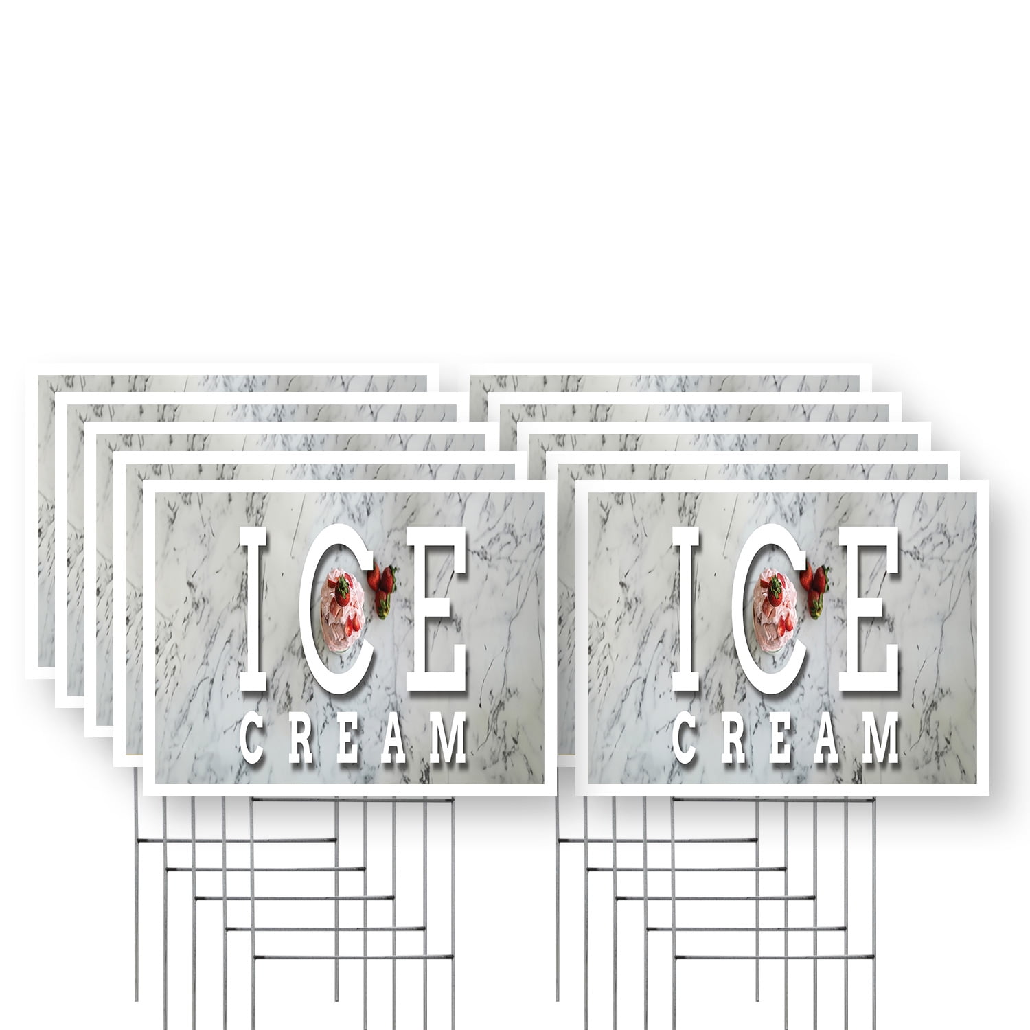 Ice Cream Yard Sign 10 Pack of 18 Inch x 24 Inch Single Sided ...