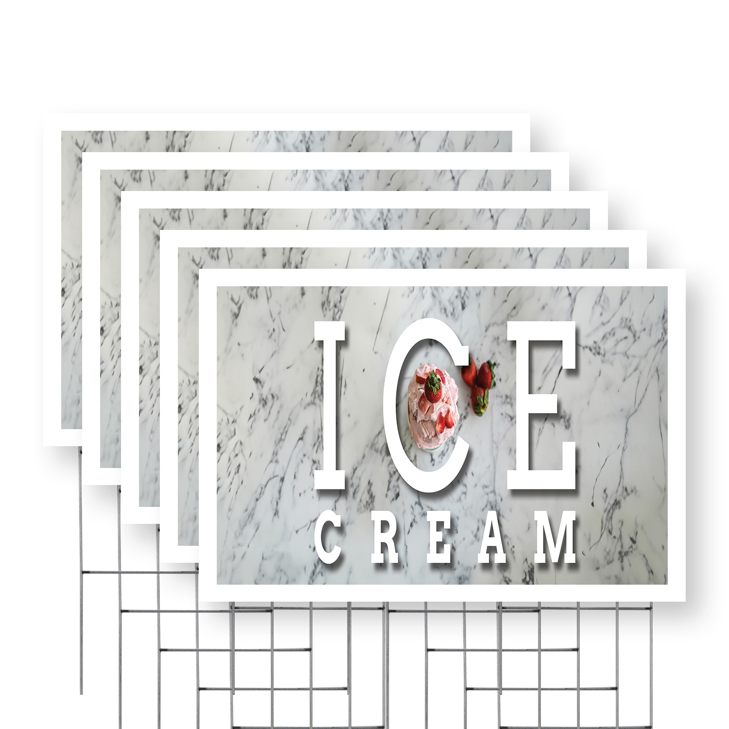 Ice Cream Yard Sign 5 Pack of 24 Inch x 36 Inch Double Sided ...