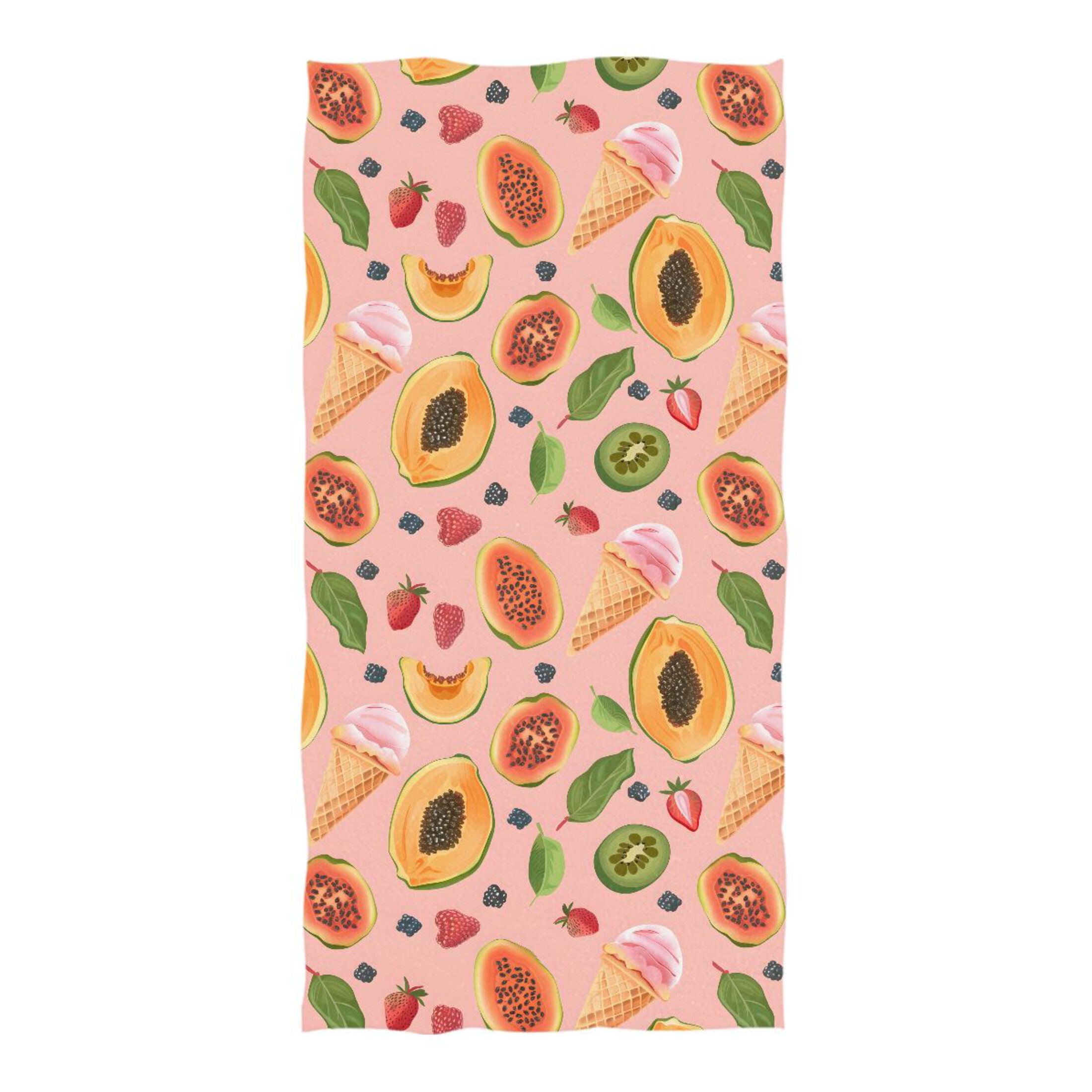 Ice Cream and Papaya Fruit Beach Towel Oversized 74"x37" Pool Towels ...