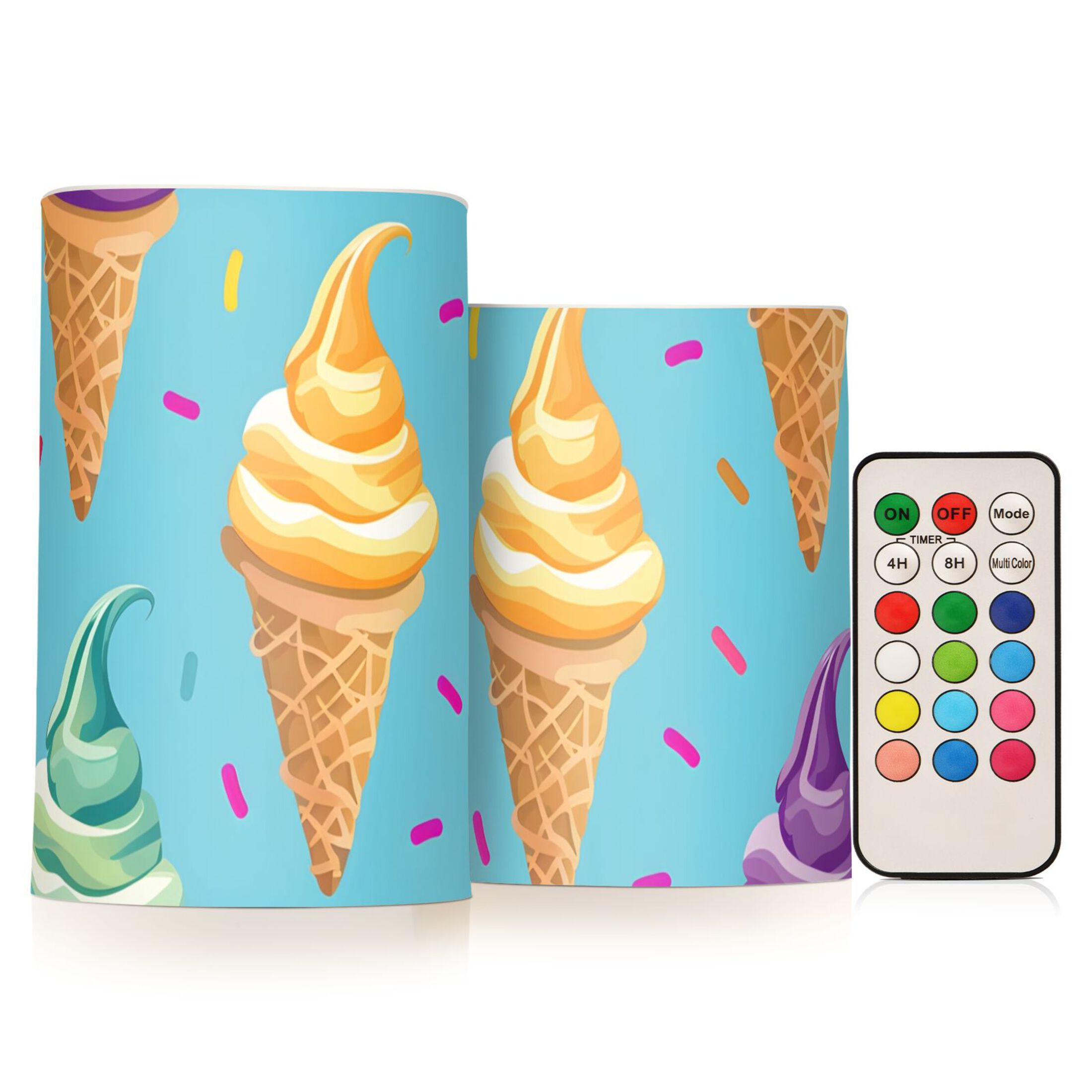 Ice Cream and Sweets Flameless Candles with Remote Timer LED Battery ...