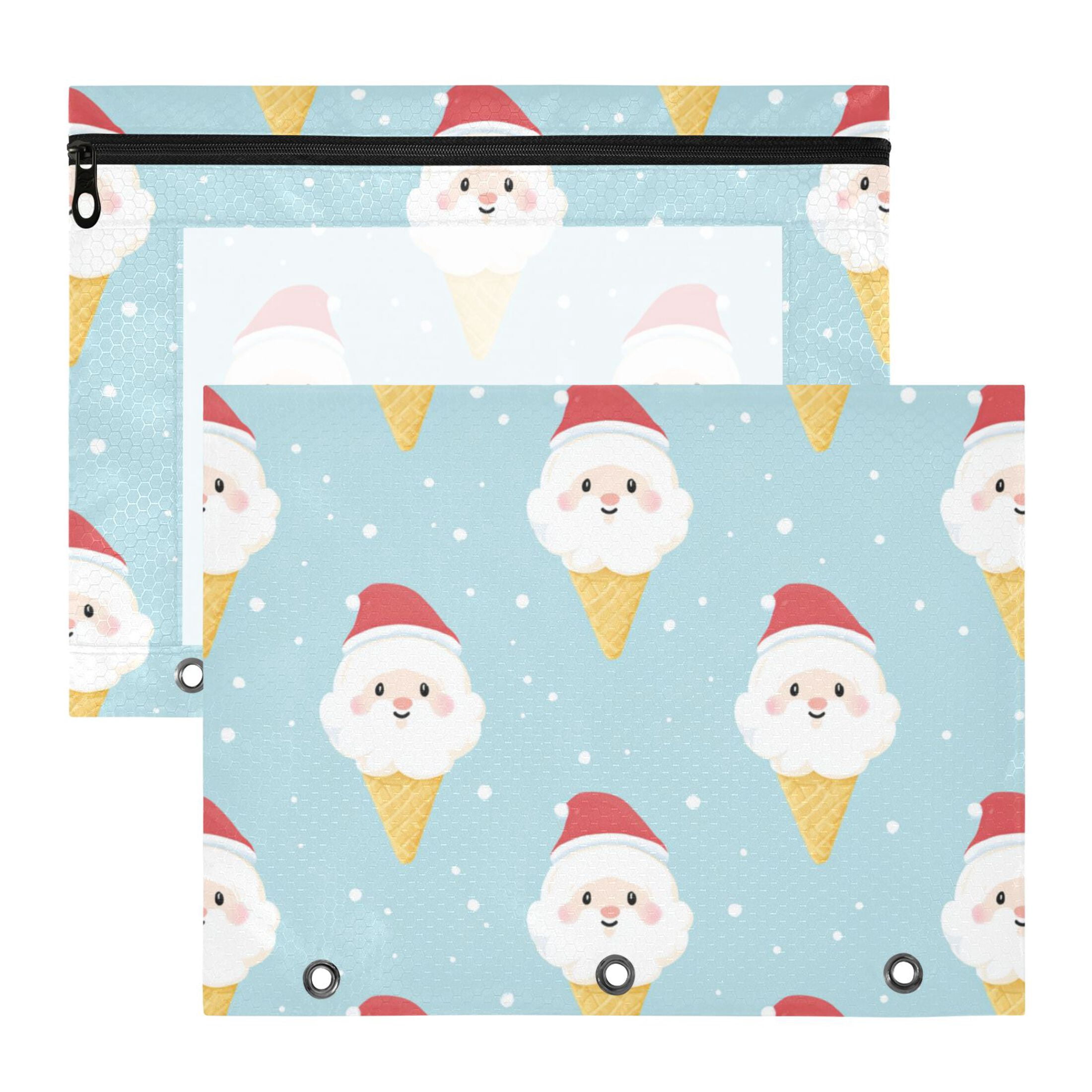 Ice Cream with Santa Face Dots Christmas 3-Ring Binder Pocket with ...