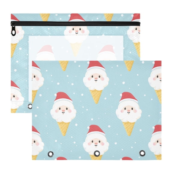 Ice Cream with Santa Face Dots Christmas 3-Ring Binder Pocket with ...