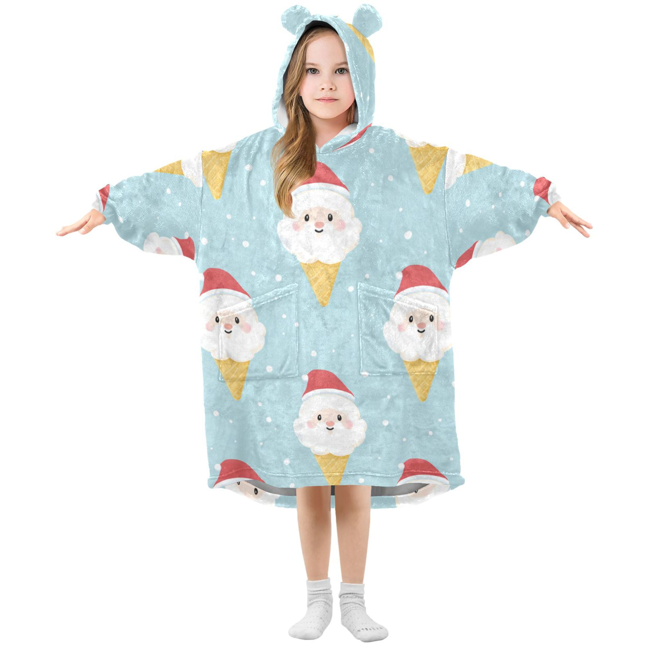 Ice Cream with Santa Face Dots Christmas Flannel Wearable Blankets ...