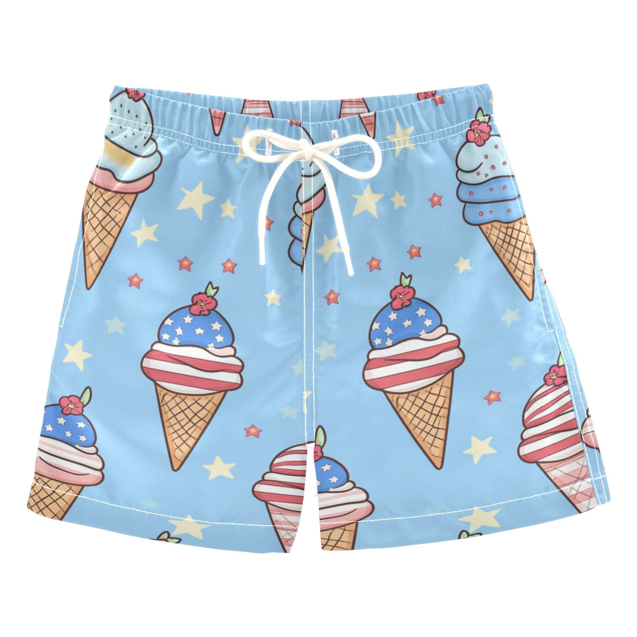Ice Creams with Stars and Stripes Boys' Swim Trunks Board Shorts Beach ...