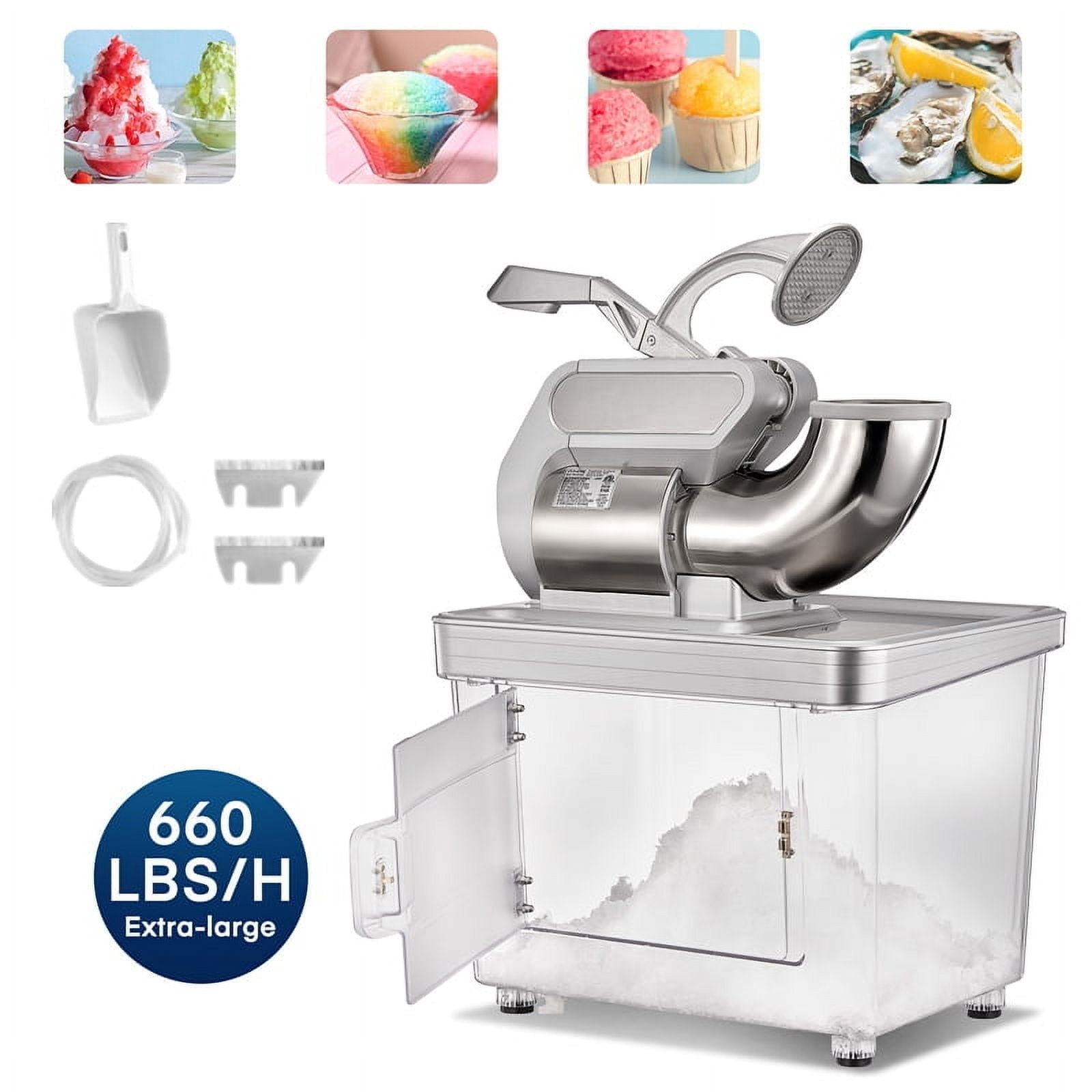 Ice Crusher 660LBS/H with Dual Blades, ETL Approved 300W Electric Snow ...