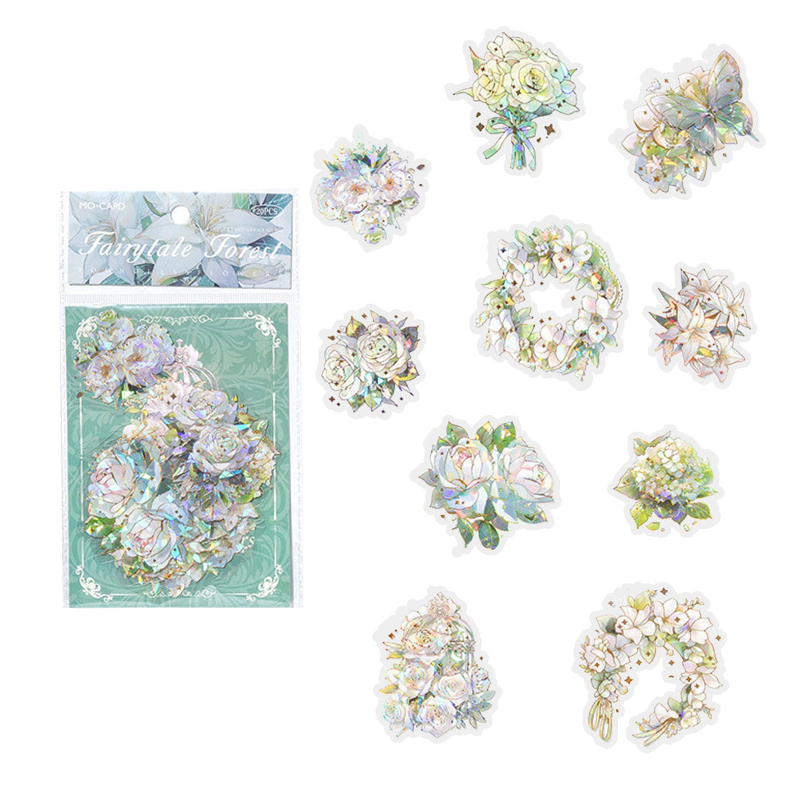 Ice Crystal PET Sticker Pack Series Gold Floral Handbook Diy Card ...