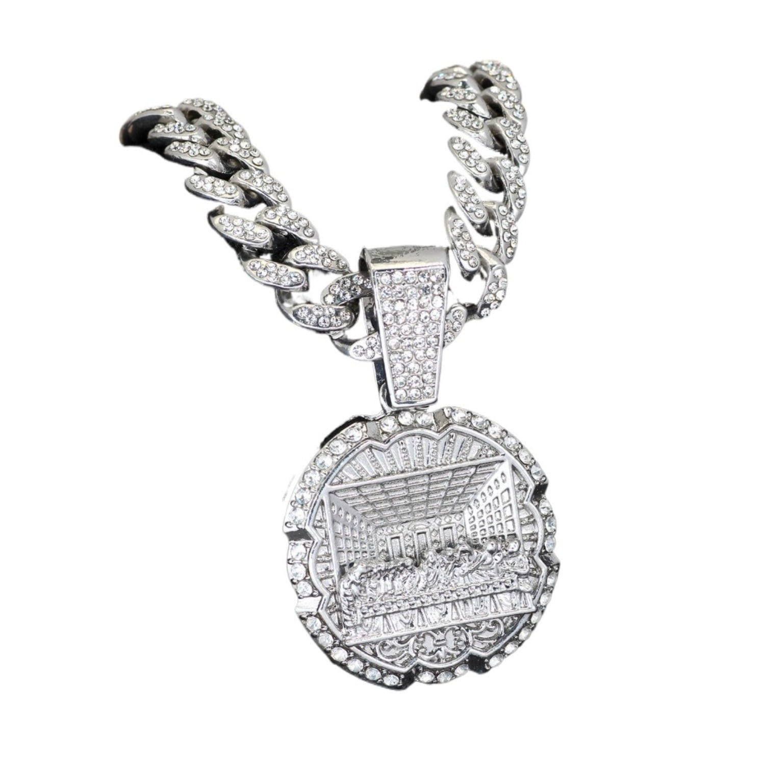 Ice Crystal Religious Pendant with Cuban Chain 14k Gold or Silver ...