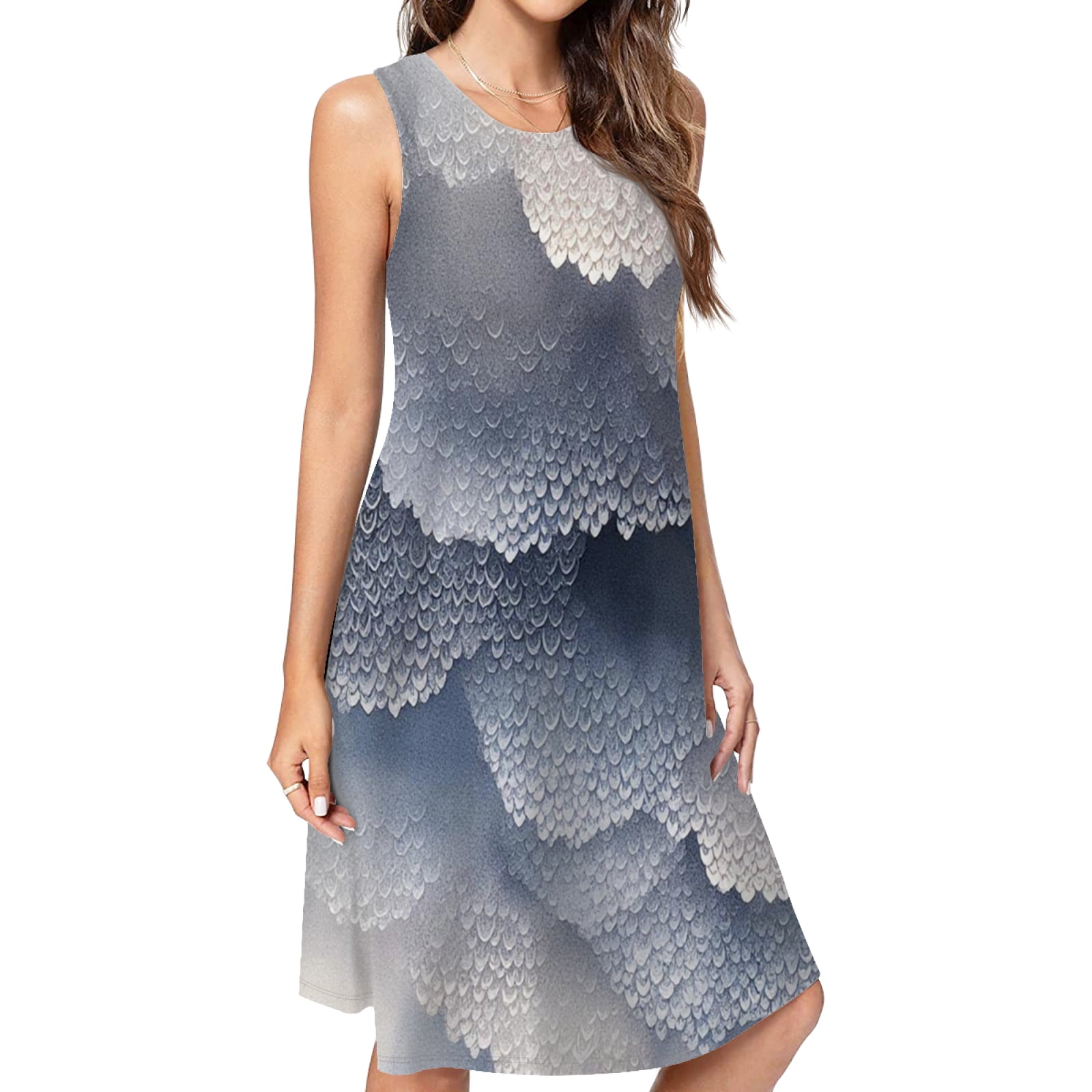 Ice Crystal Scales Dress Loose Women'S Dress Beach Dresses With Pockets ...