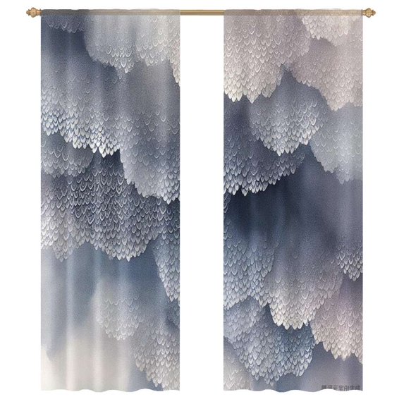 Ice Crystal Scales Sheer Window Curtains for Living Room Kitchen ...