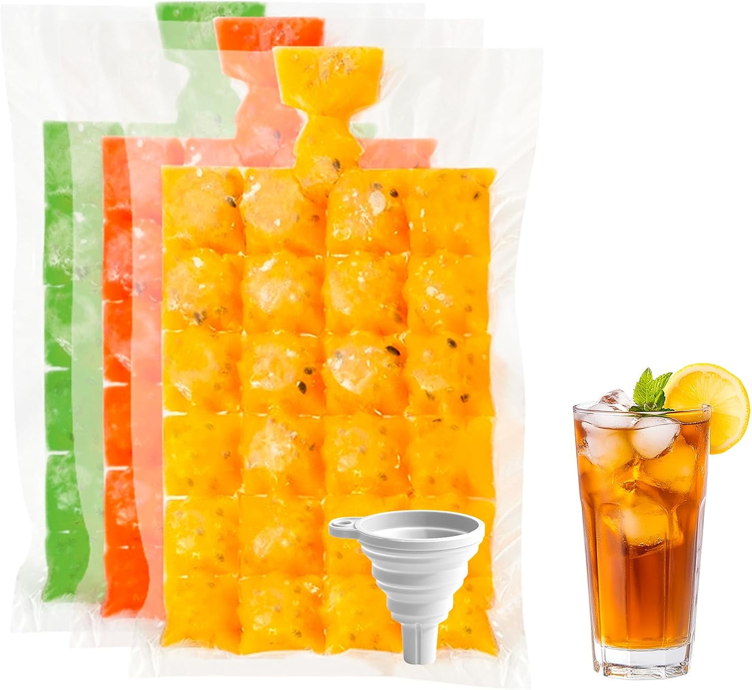 Ice Cube Bags Disposable Ice Packs 100Pcs Small Ice Cube Trays Mold ...