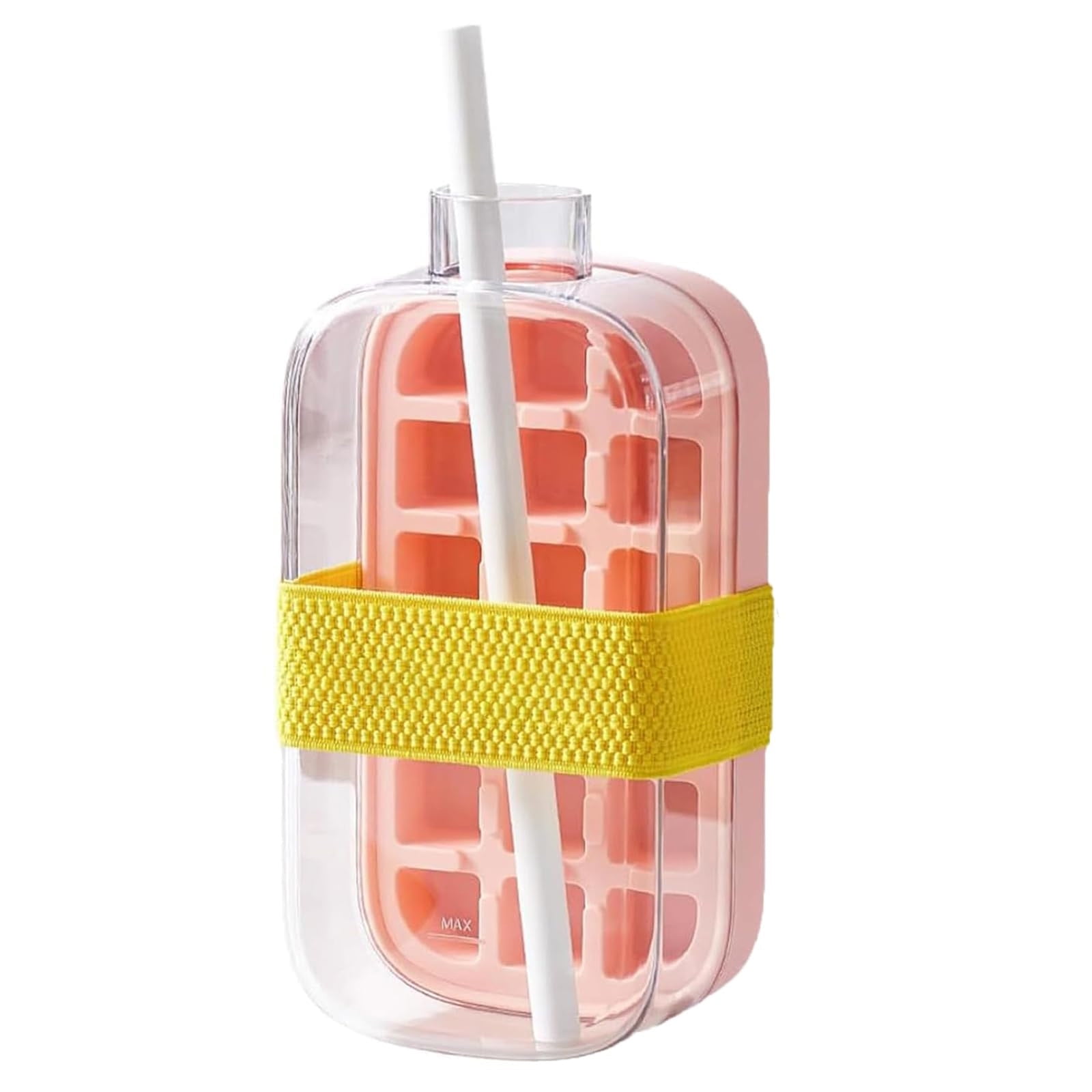 Ice Cube Bottle, 2 in 1 Touch-Free Ice Cube Tray Water Bottle with Lid ...