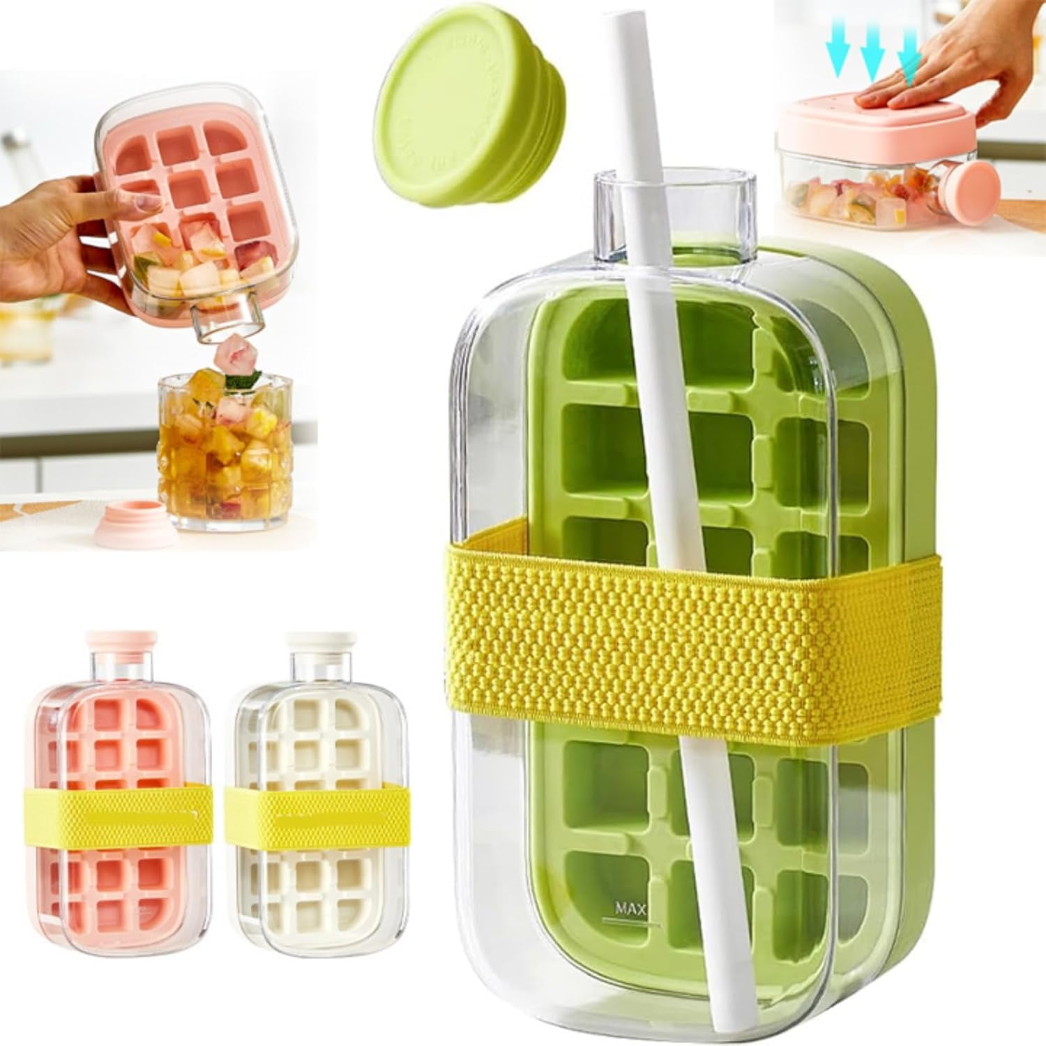 Ice Cube Bottle, Zero Touch Ice Cube Mold, Ice Bottle Cup, Easy Release ...