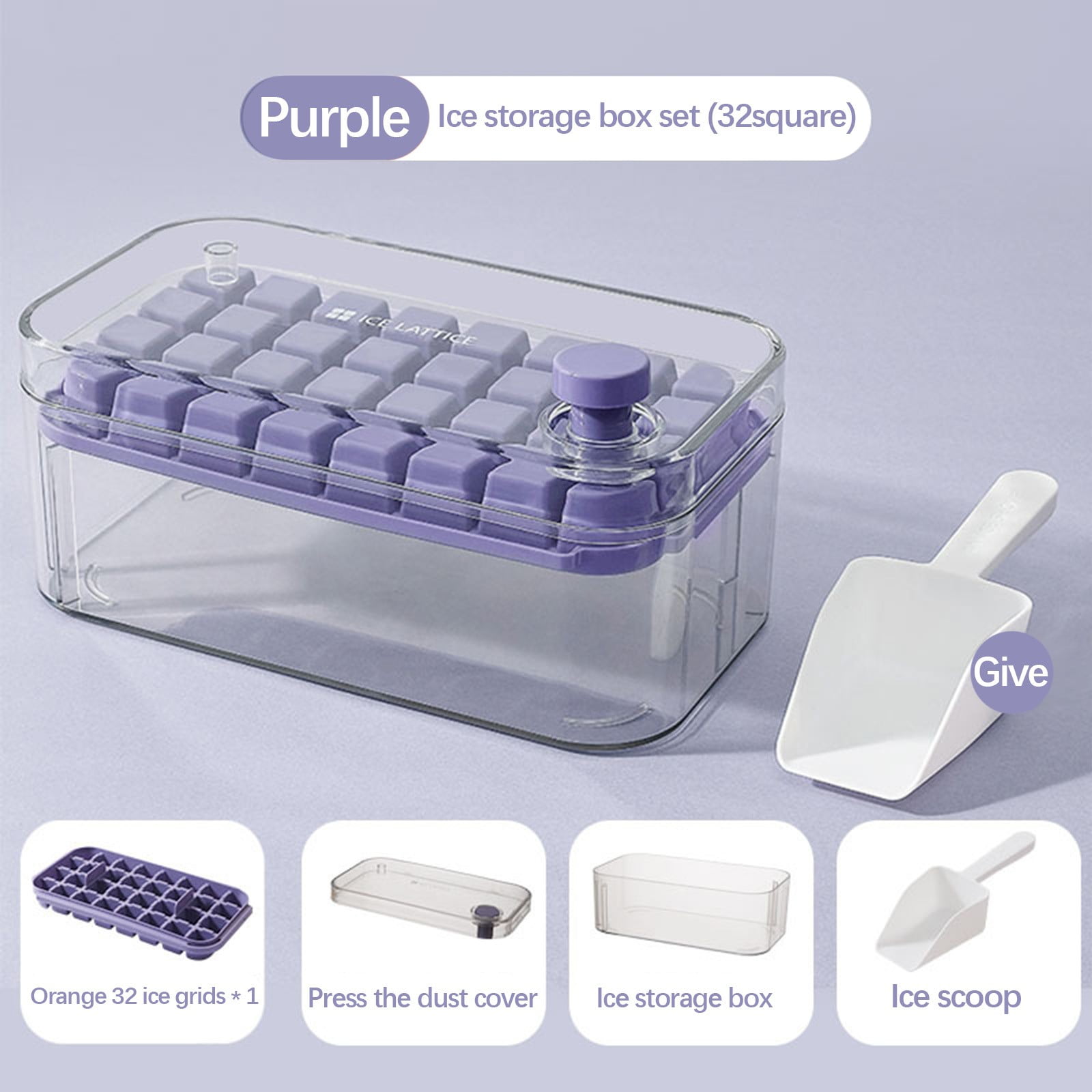 Ice Cube Box Food Grade Plastic | One Click Easy Demolding | 32 Ice ...