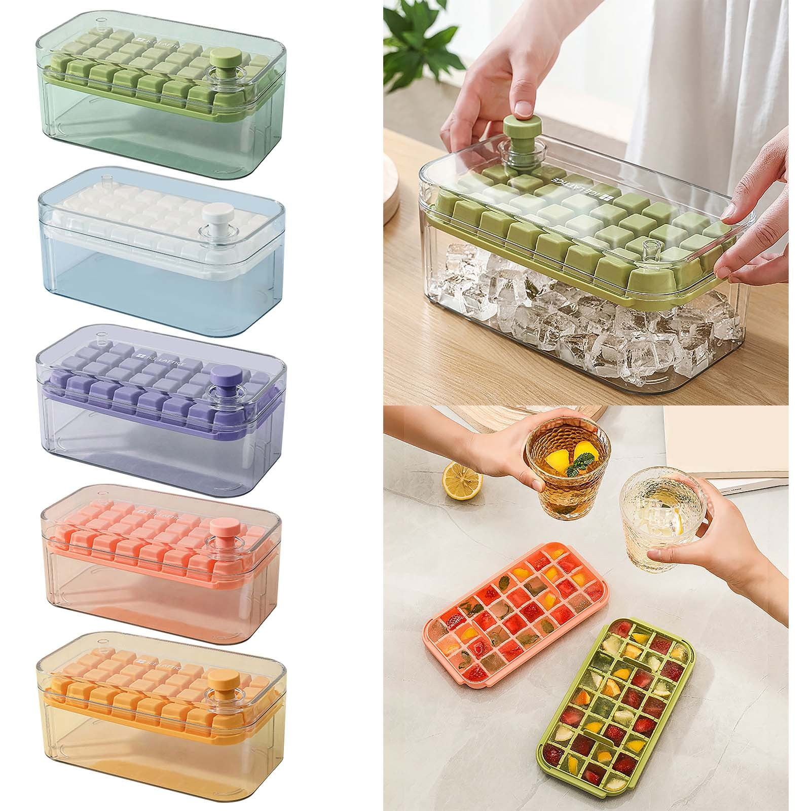 Ice Cube Box Food Grade Plastic | One Click Easy Demolding | 32 Ice ...