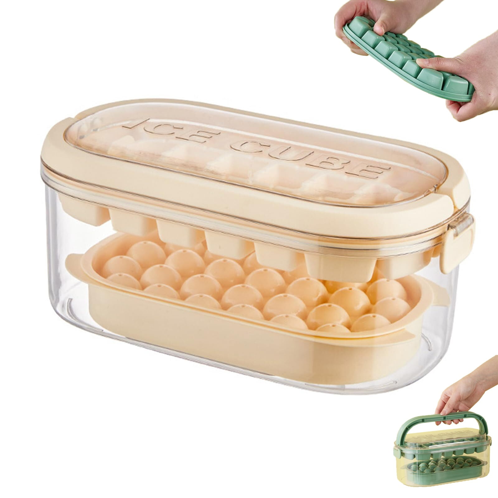 Ice Cube & Ice Ball Maker Set with Lid Portable Ice Container for ...