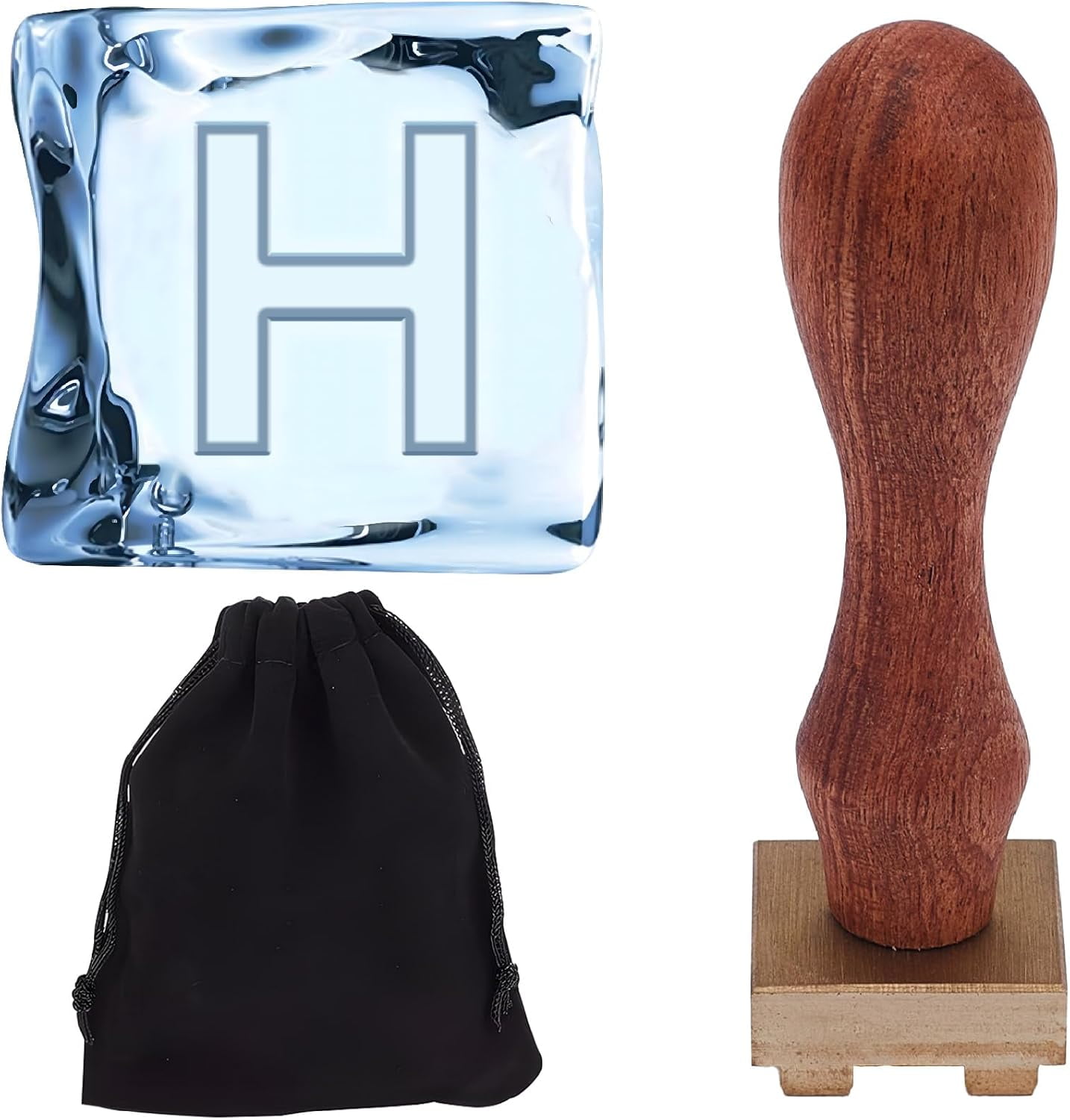 Ice Cube Initial Stamp Letter H Ice Stamps with Square Removable Brass ...