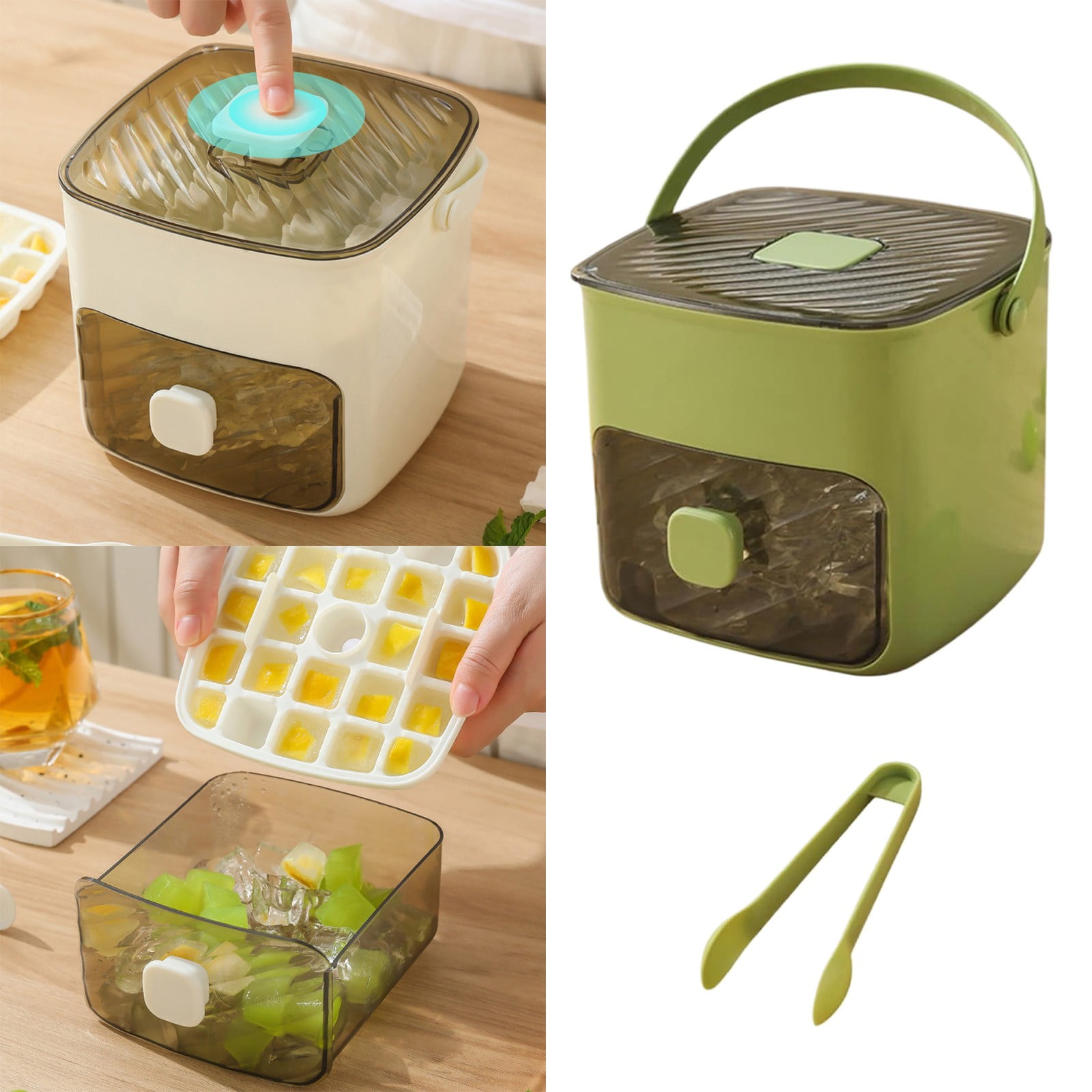 Ice Cube Machine with Press Type, Ice Cube Box with Drawer and Storage ...