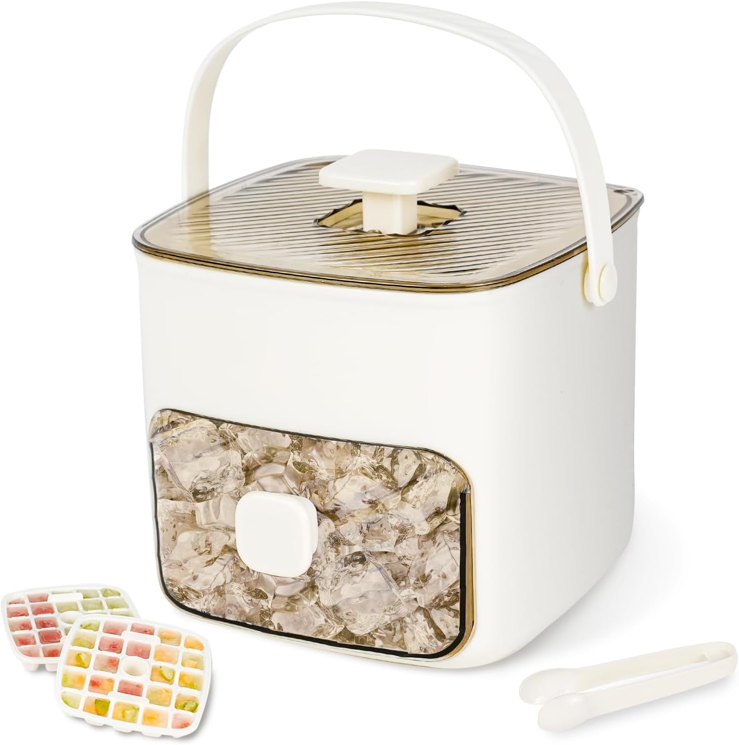 Ice Cube Maker with Tray and Storage Bin, Colorful Ice Cube Storage ...