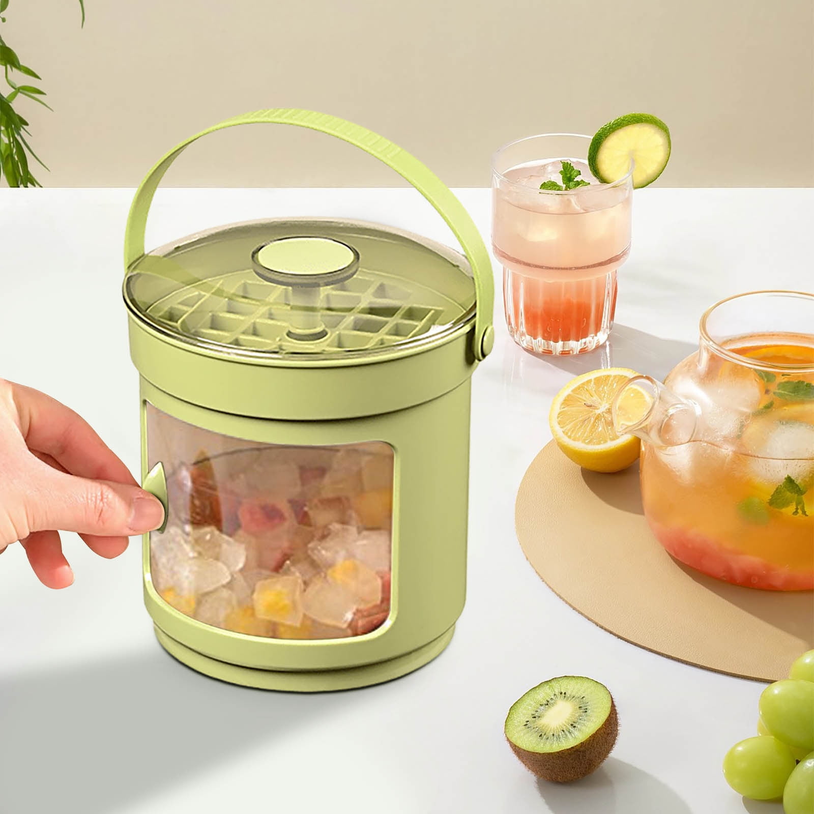 Ice Cube Maker with Tray and Storage Bin, Colorful Ice Cube Storage ...