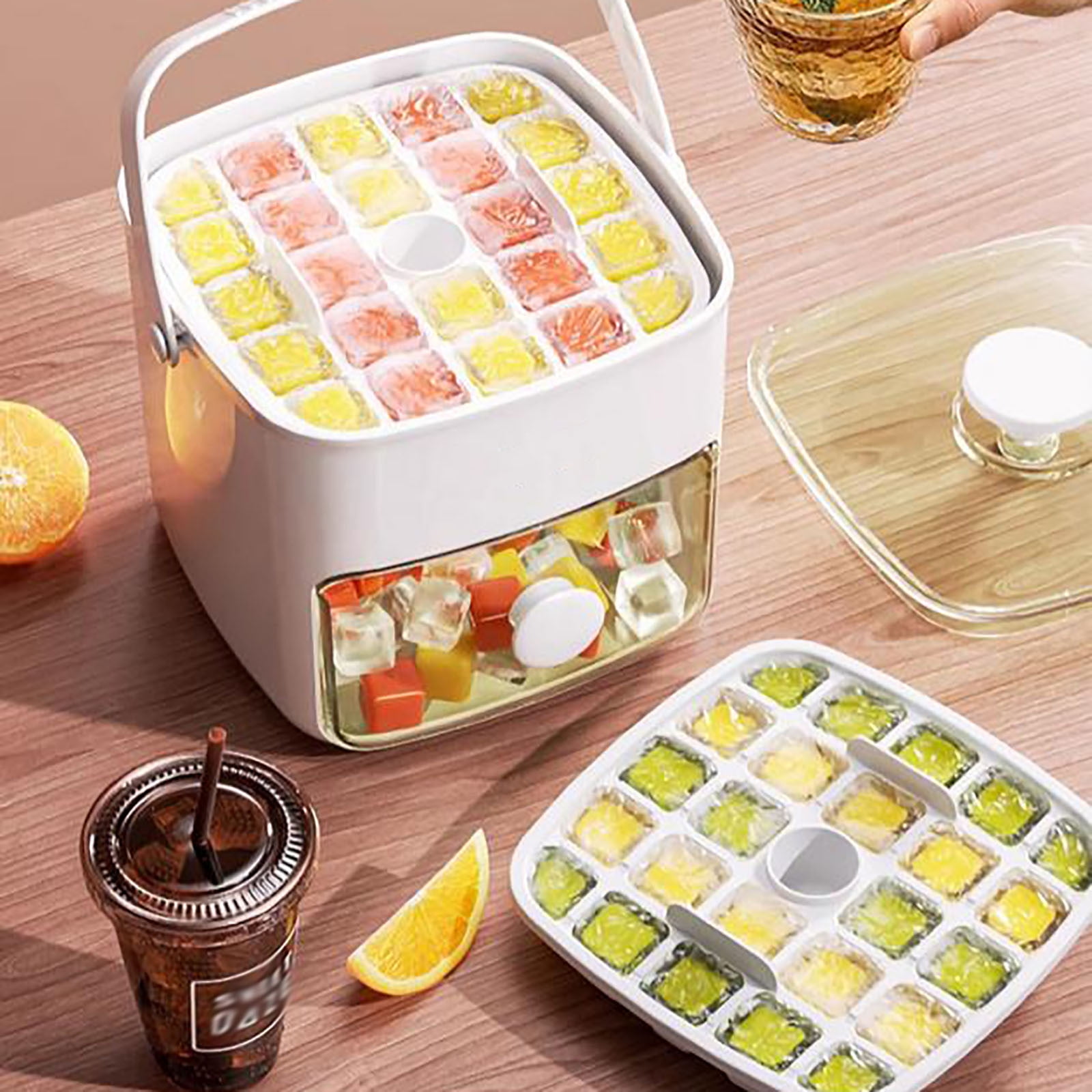 Ice Cube Maker with Tray and Storage Bin, Ice Maker Storage Box ...