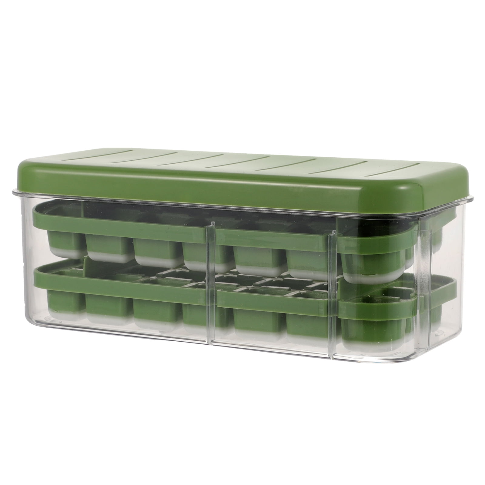 Ice Cube Making Mold Silicone Box Large Molds Storage Bin Tray with Lid ...