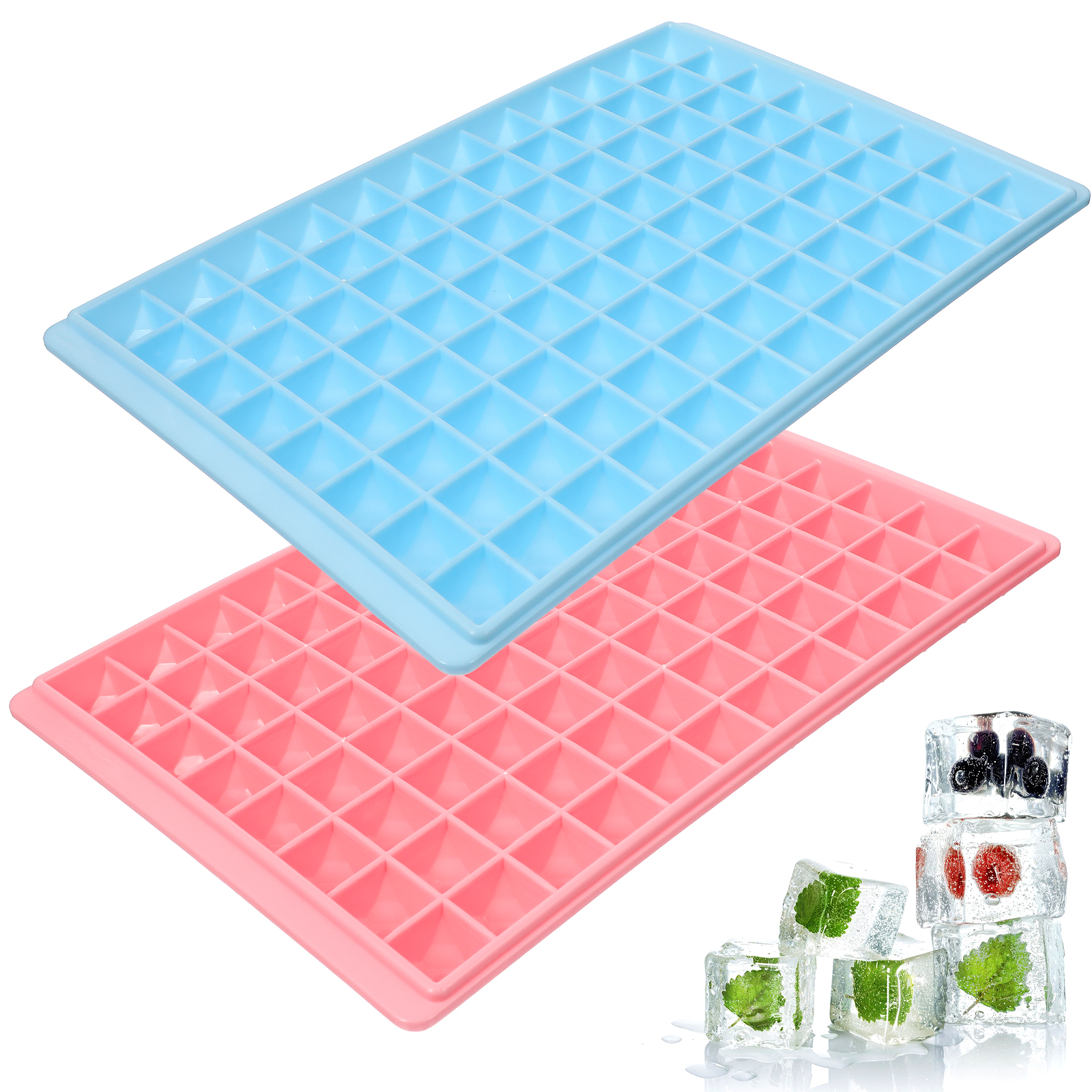 Ice Cube Mold,2pcs 96 Cavities Diamond Shape Ice Cube Trays Plastic Ice ...