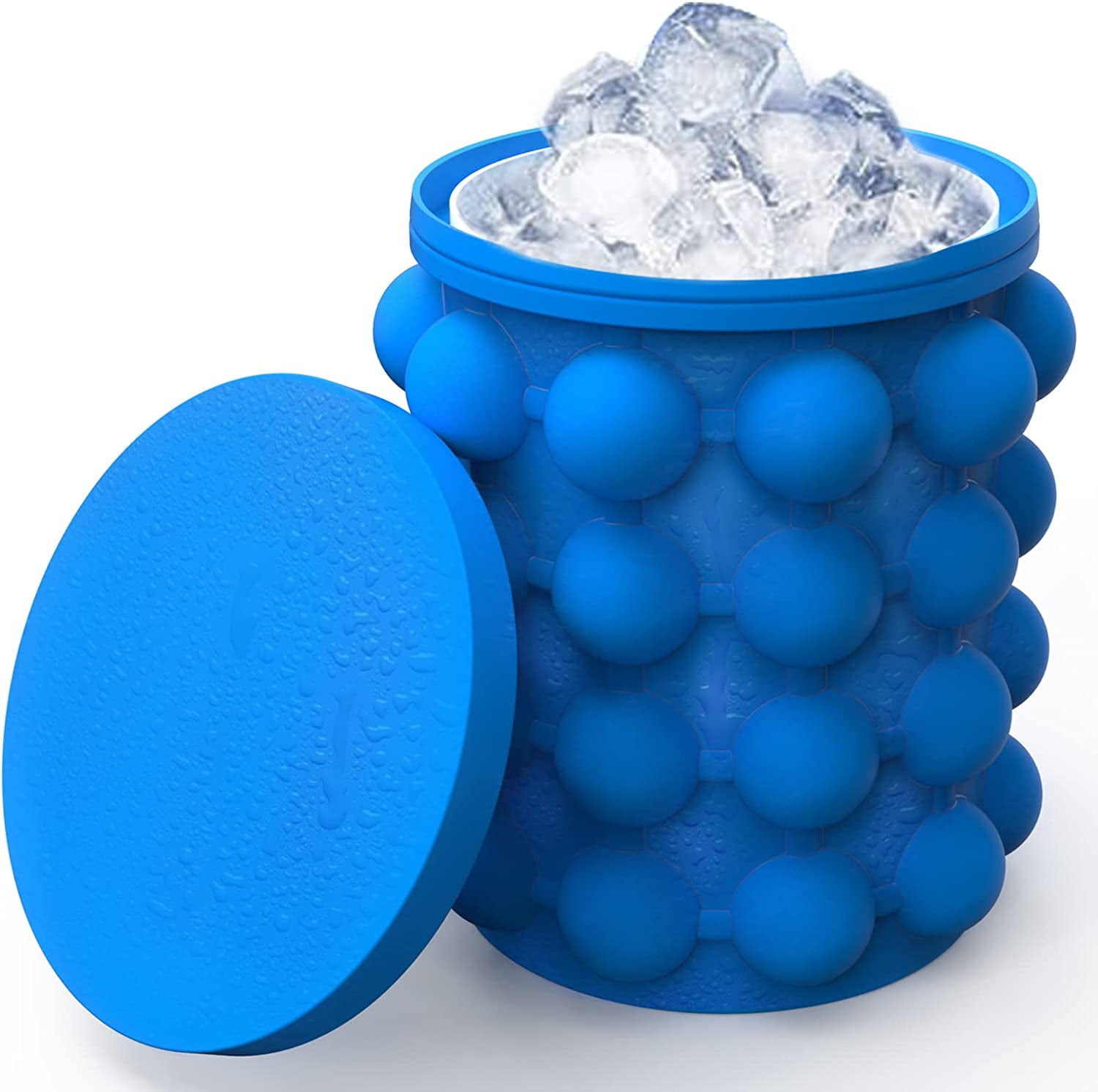 Ice Cube Mold Ice Trays, Large Silicone Ice Bucket, (2 in 1) Ice Cube ...