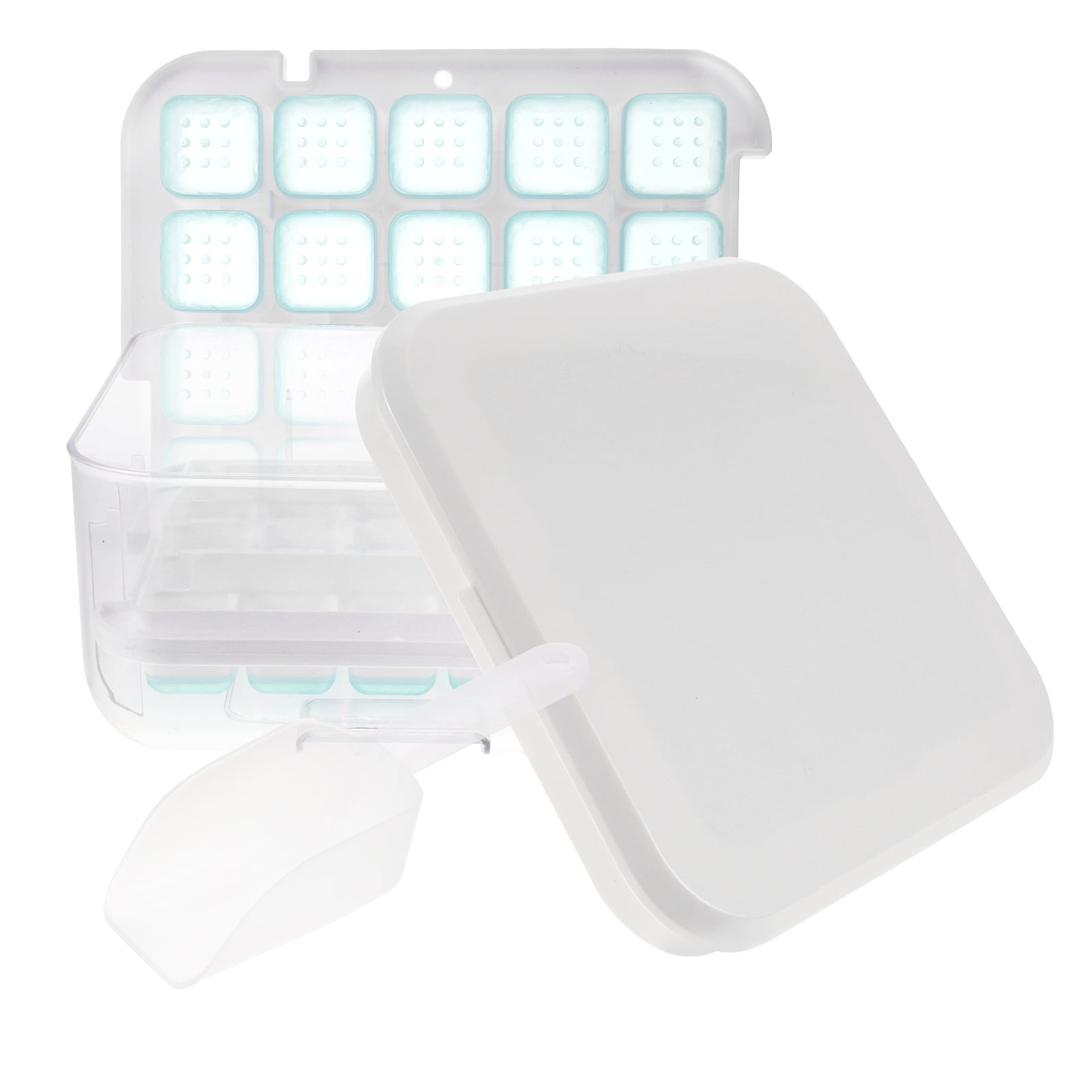 Ice Cube Mold Making Tray High Strength Silicone Molds with Storage Bin ...