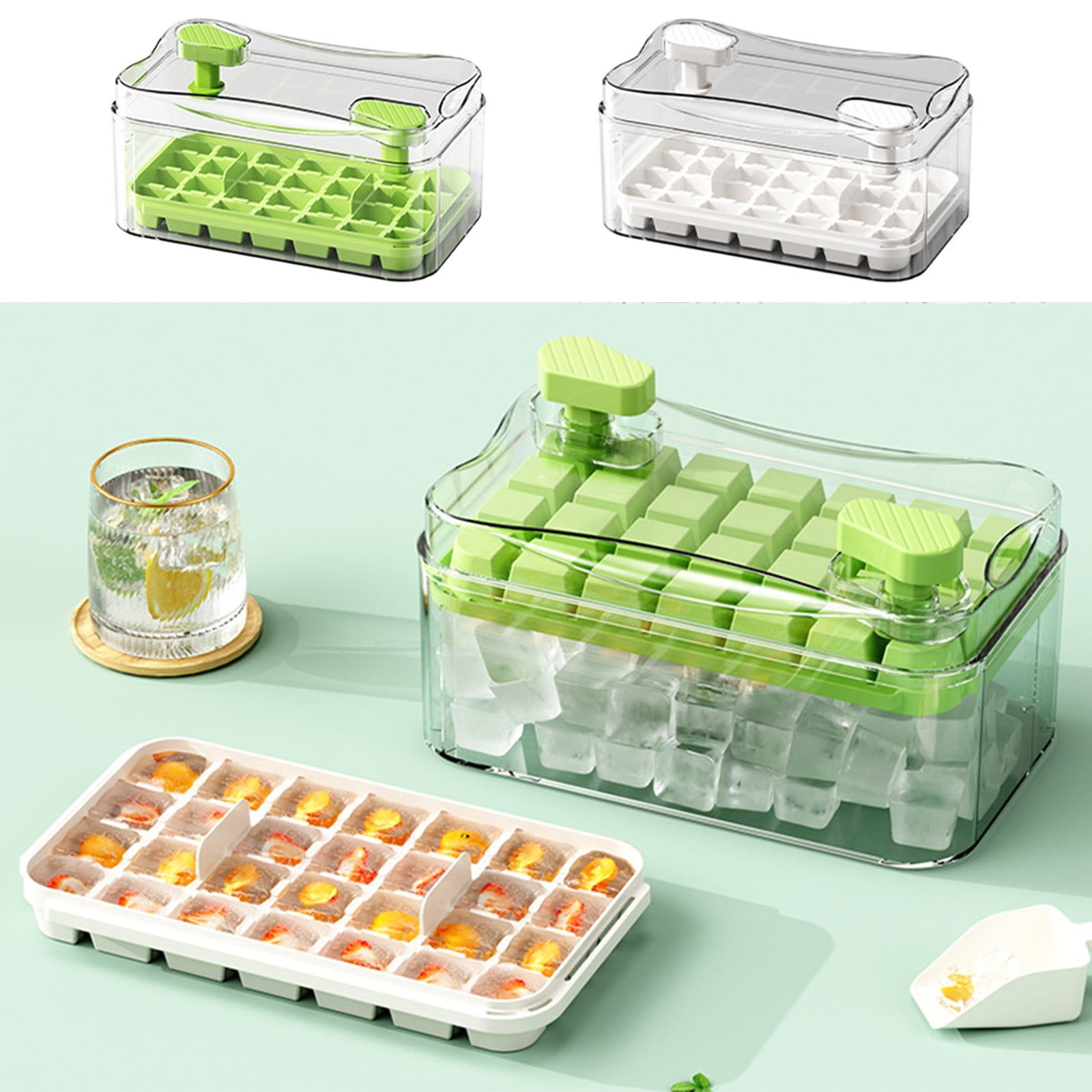 Ice Cube Mold Set | Food Grade Plastic Ice Compartment Tray with ...