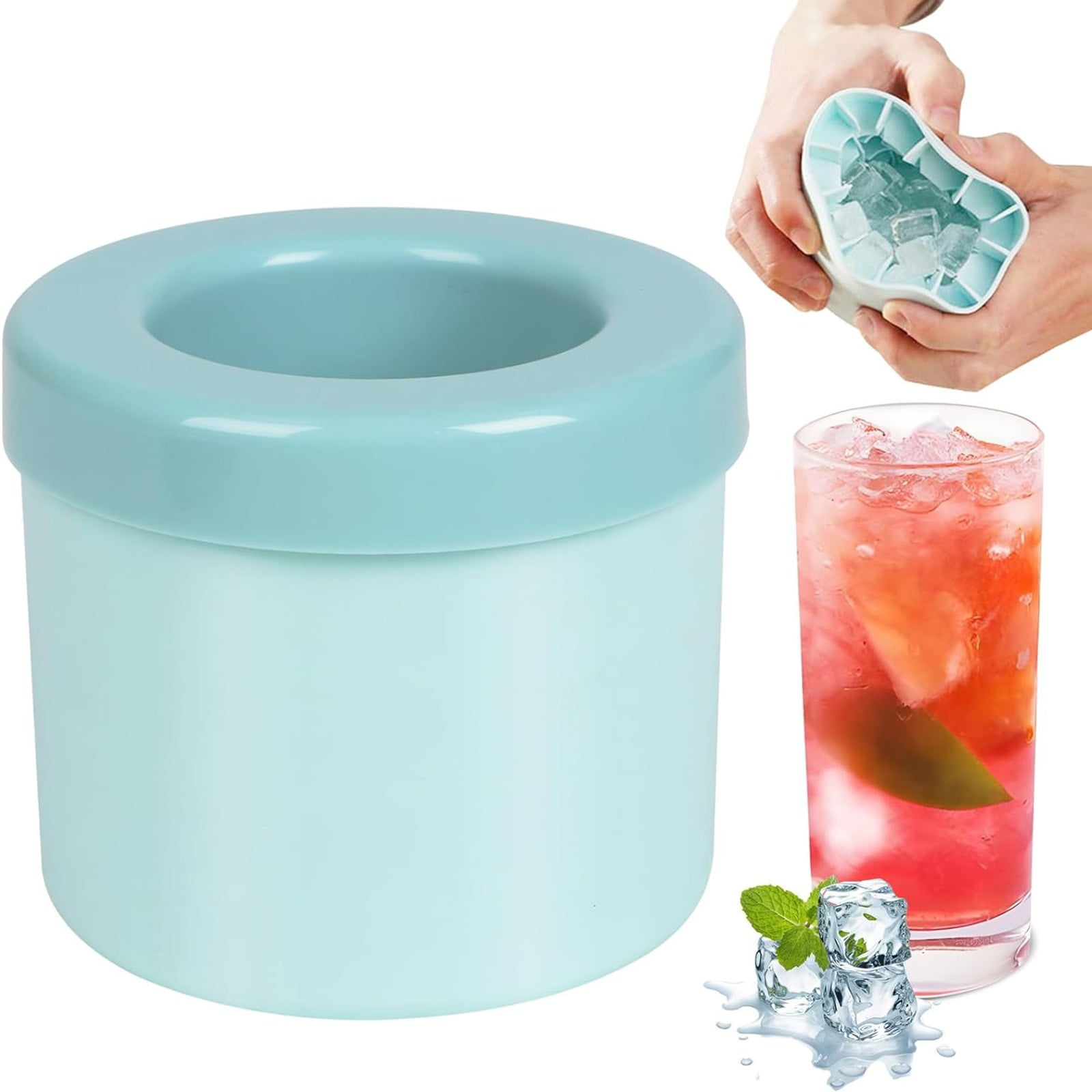 Ice Cube Mold,Silicone Ice Cube Covered Ice Cube Tray Ice Cup Silicone ...