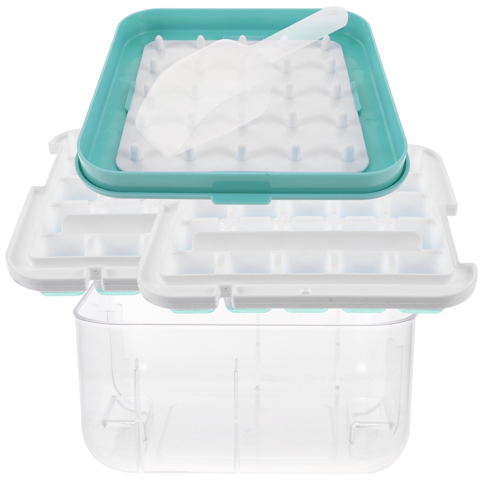 Ice Cube Mold Tray Block Maker Machine Storage Bins with Lids Freezer ...