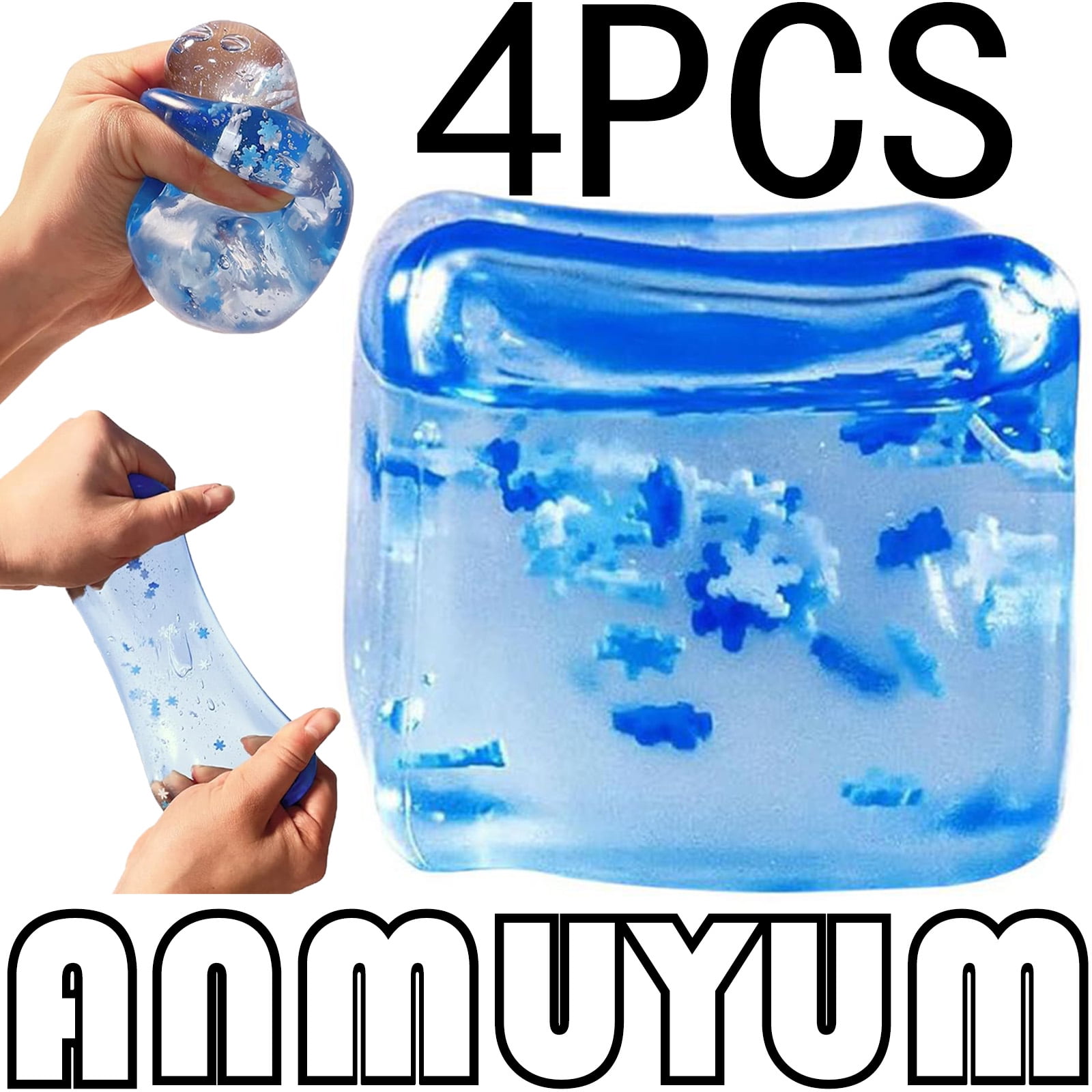 Ice Cube Squishy,Stress Balls Ice Cube with Snowflakes,Ice Cube Fidget ...