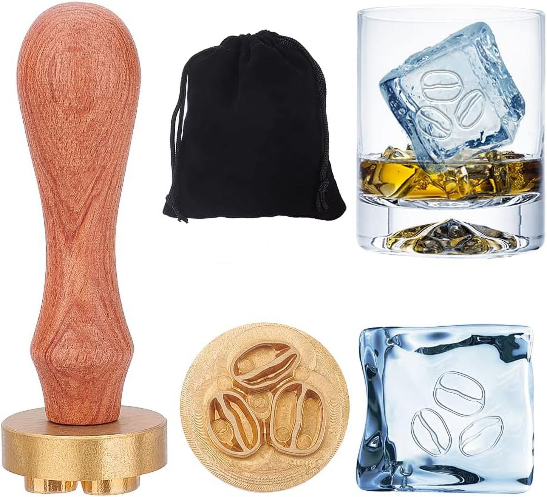 Ice Cube Stamp 1.2" Wooden Seal Stamp Ice Stamp Brass Stamp Head with ...