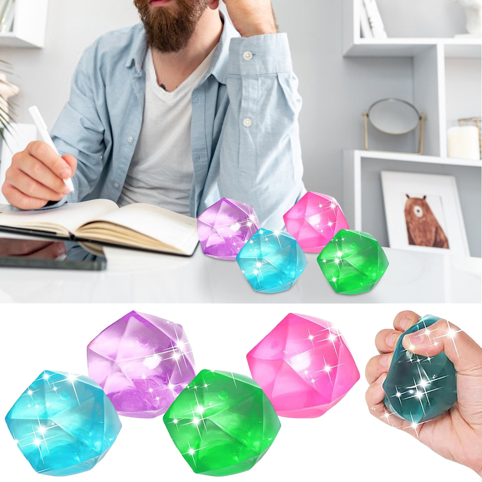 Ice Cube Stress Ball, Malt Sugar Ball Sensory Fidget Toy Green Squeeze ...