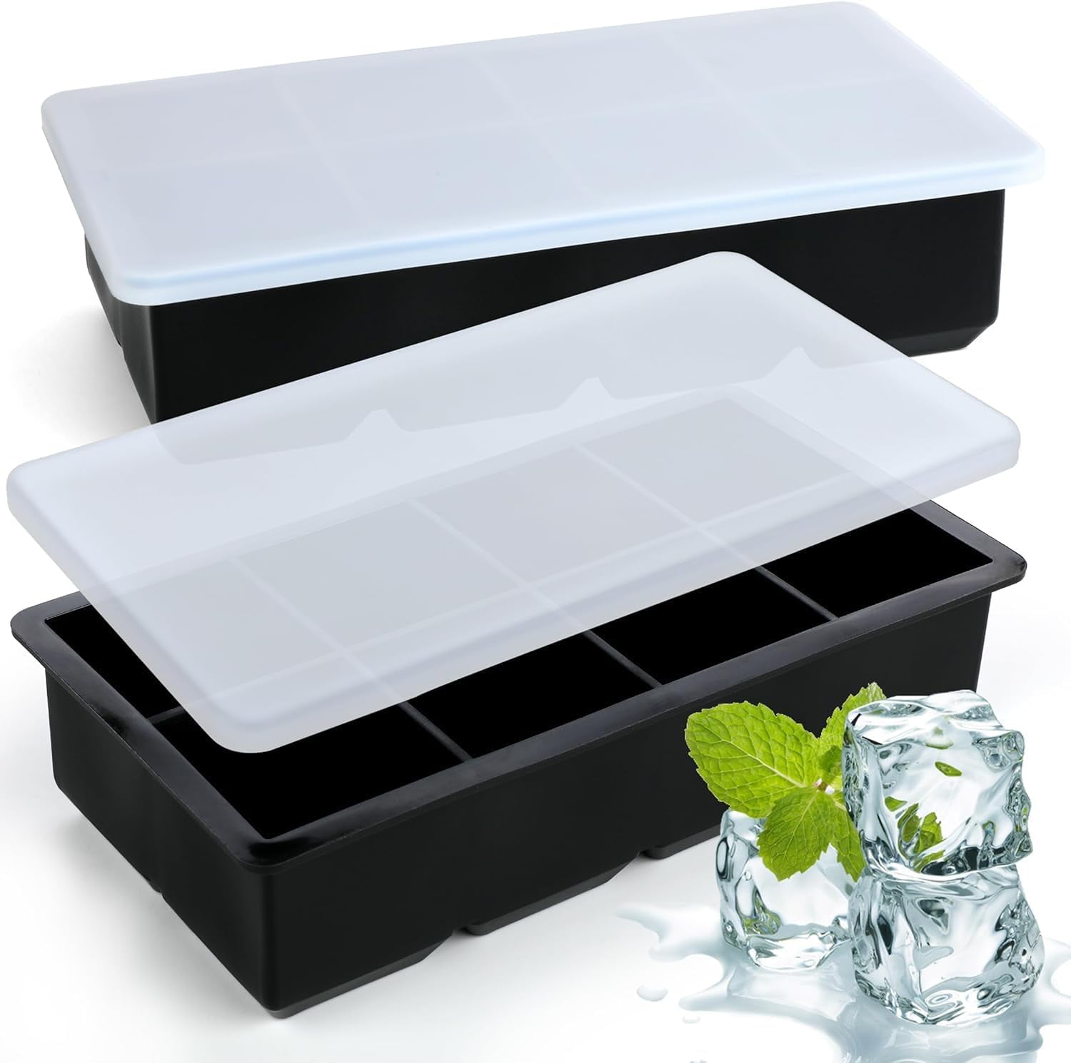Ice Cube Tray 2 Pack, Large Square Ice Cube Mold for Chilling Bourbon ...