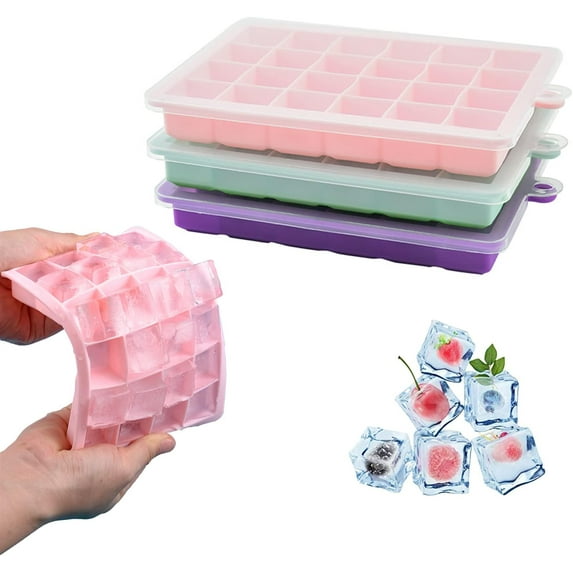 Ice Cube Tray, 3 Pack Silicone Ice Cube Molds, Ice Cube Trays, Silicone ...